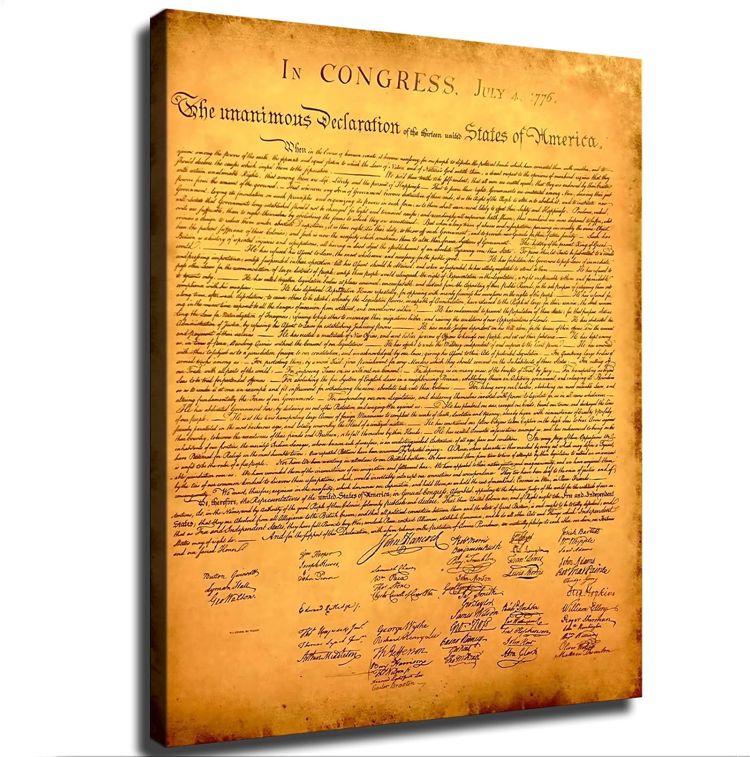 Amazon.com: 1776 United States Declaration of Independence Canvas ...