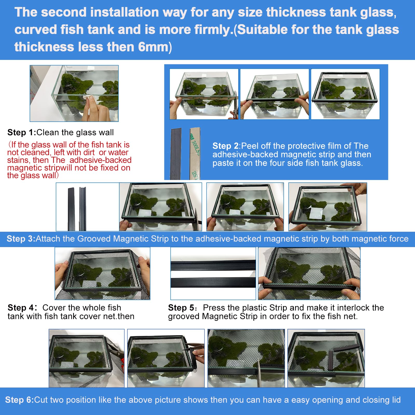 Snapklik.com : Magnetic Aquarium Cover Lid Fish Tank Lid Anti-Jumping ...