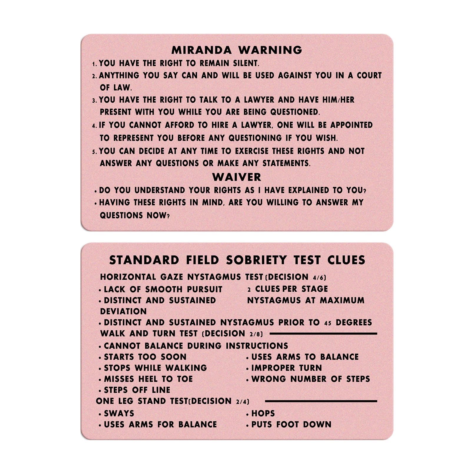 Amazon.com : DGXMD Miranda Rights Card Metal - Miranda Warning Card ...