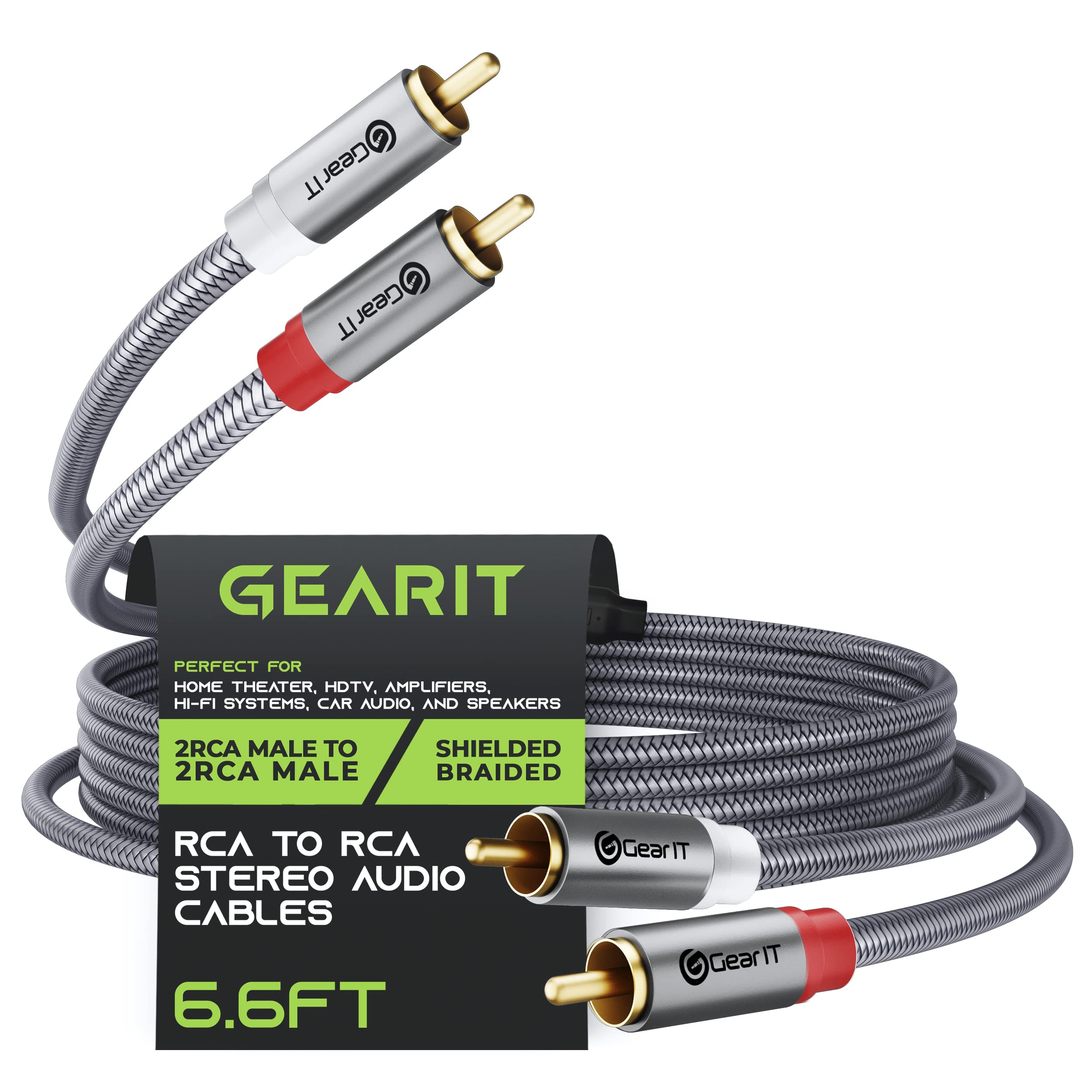 GearIT RCA Cable (6.6FT) 2RCA Male to 2RCA Male Stereo Audio Cables ...