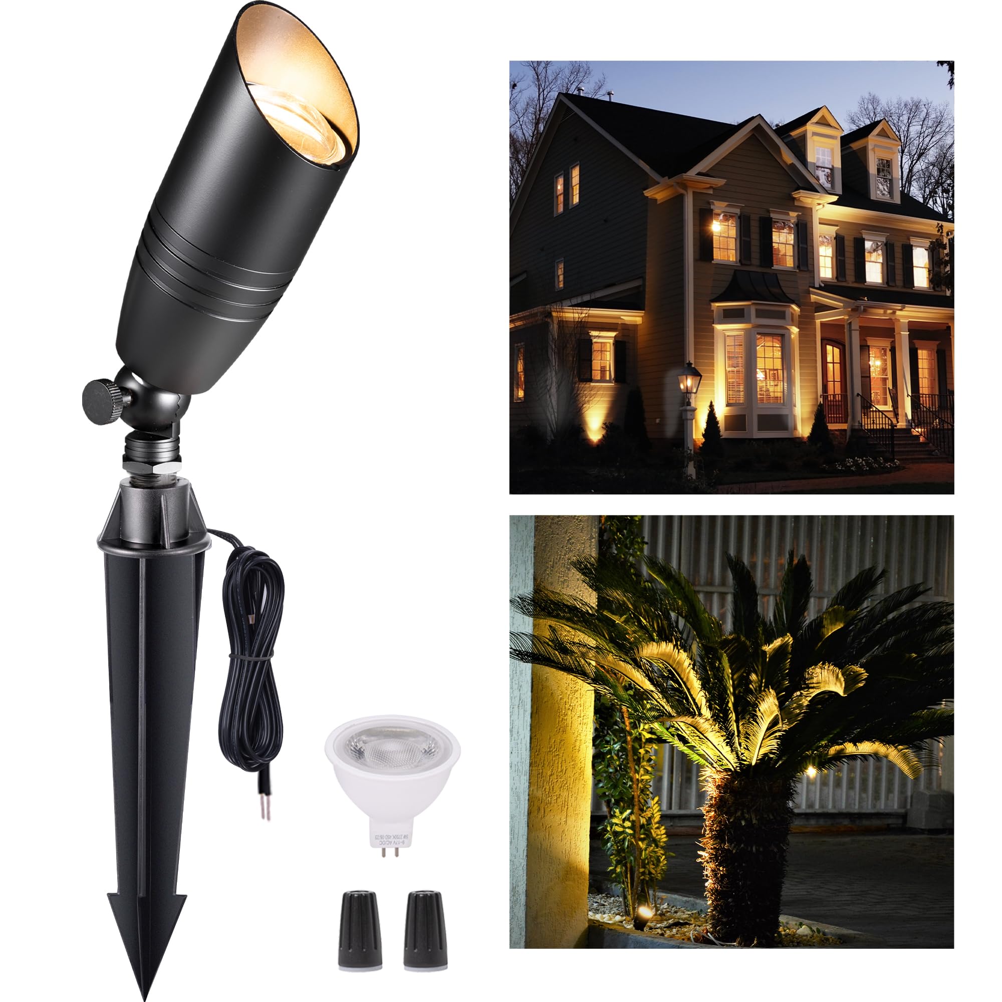 Gardenreet Solid Brass Landscape Spotlight Black, 12V AC/DC Waterproof ...