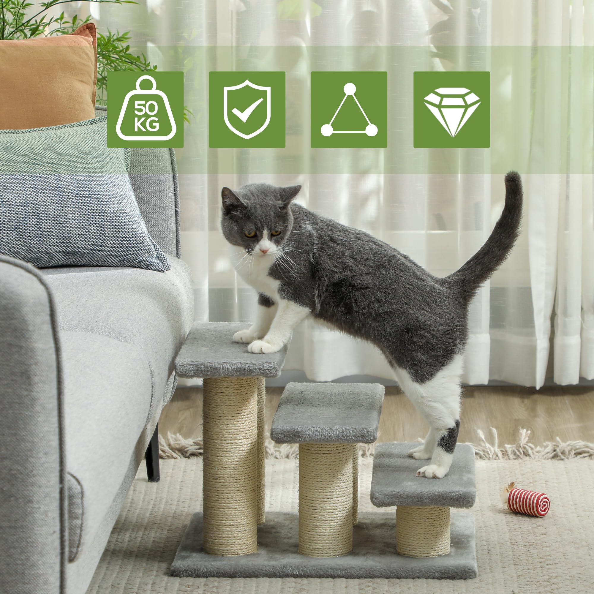 For Cats And Dogs Cat Stairs PawHut Pet Steps - 4-Level Cat & Dog ...