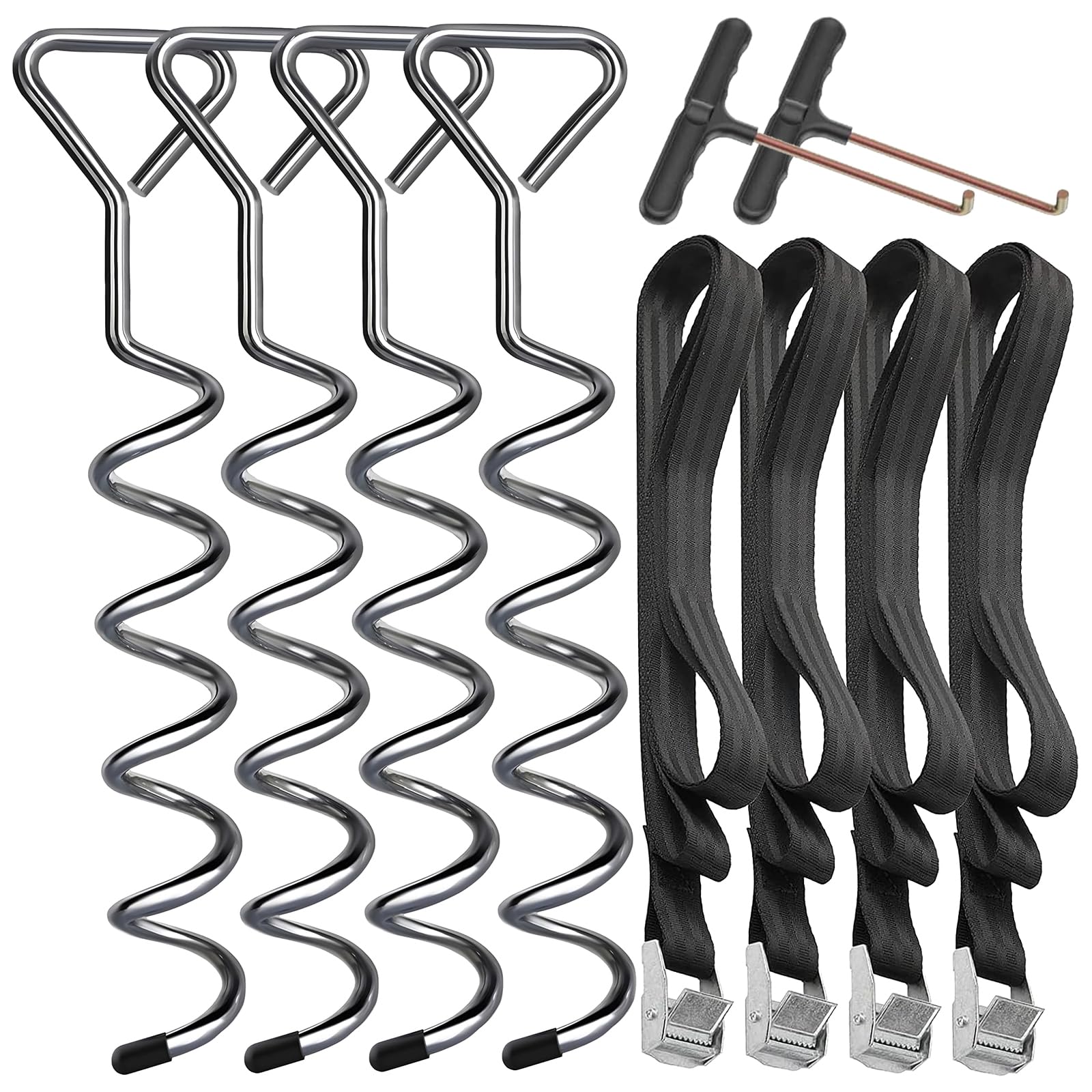 Hawsam 4Sets Heavy Duty Trampoline Anchor Ground Pegs Tie Down Kit ...
