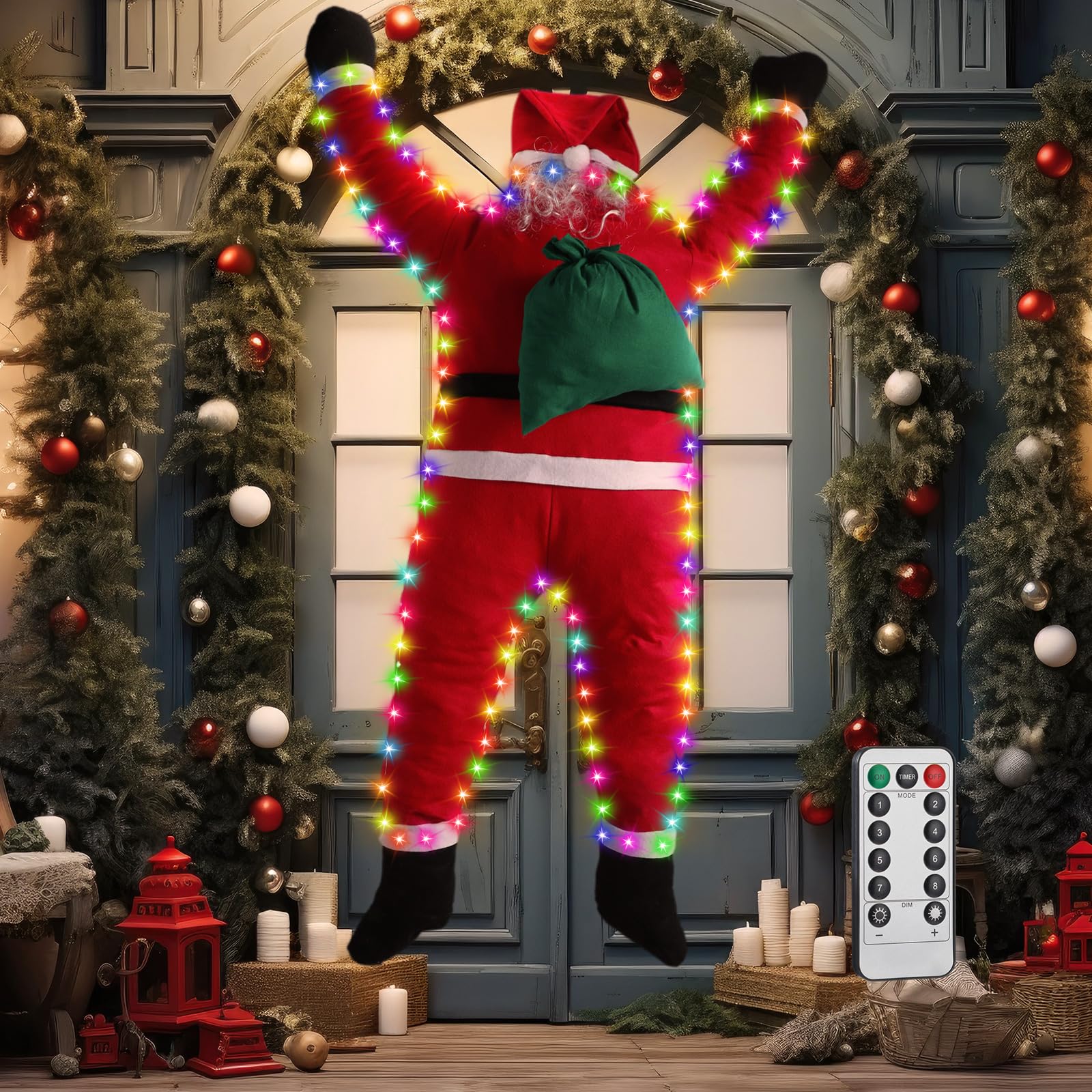 Amazon.com: Poen Outdoor Santa Claus Hanging on Roof Large Christmas ...