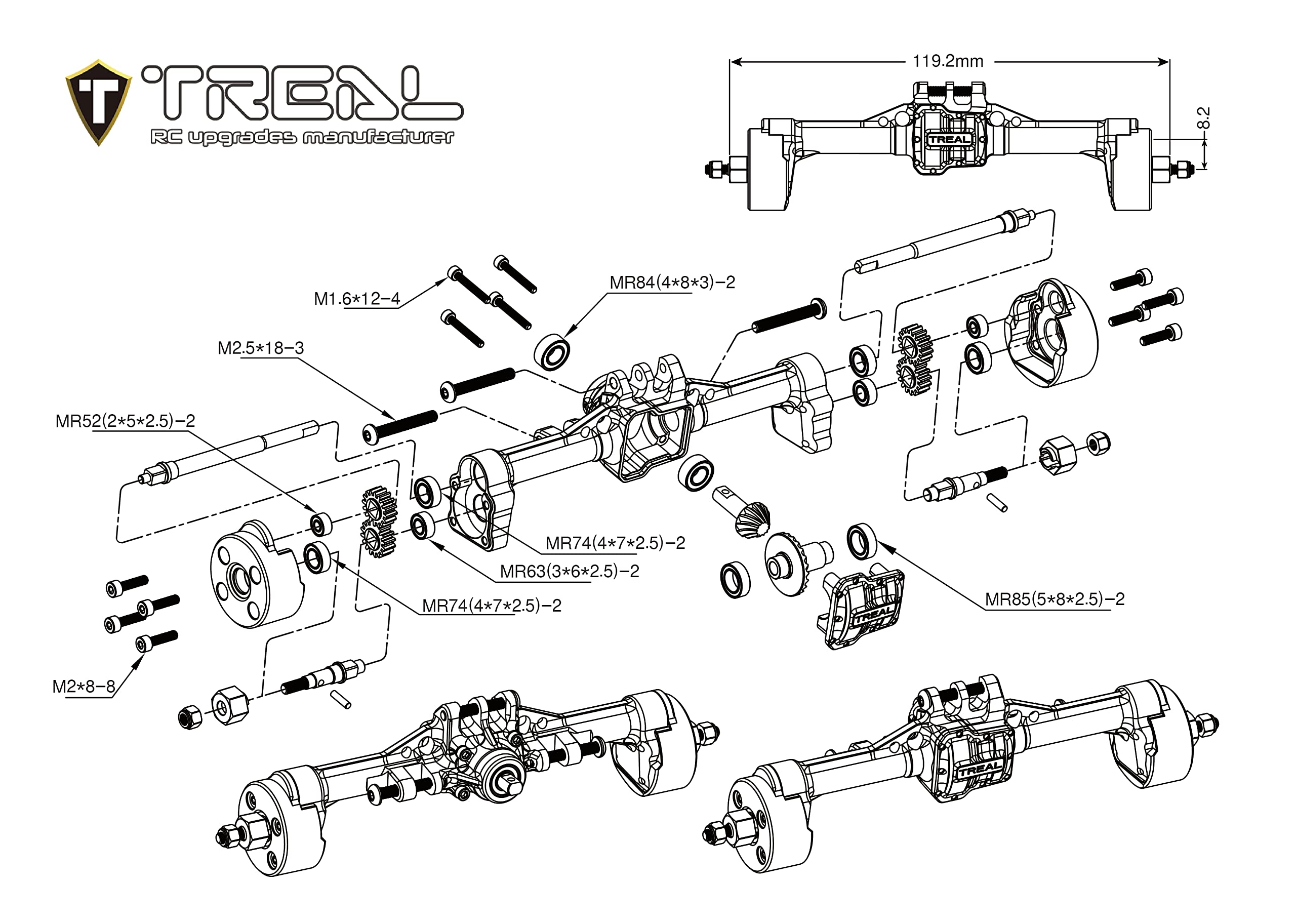 Snapklik.com : TREAL TRX4M Rear Portal Axles Complete Kit Aluminum 7075 ...