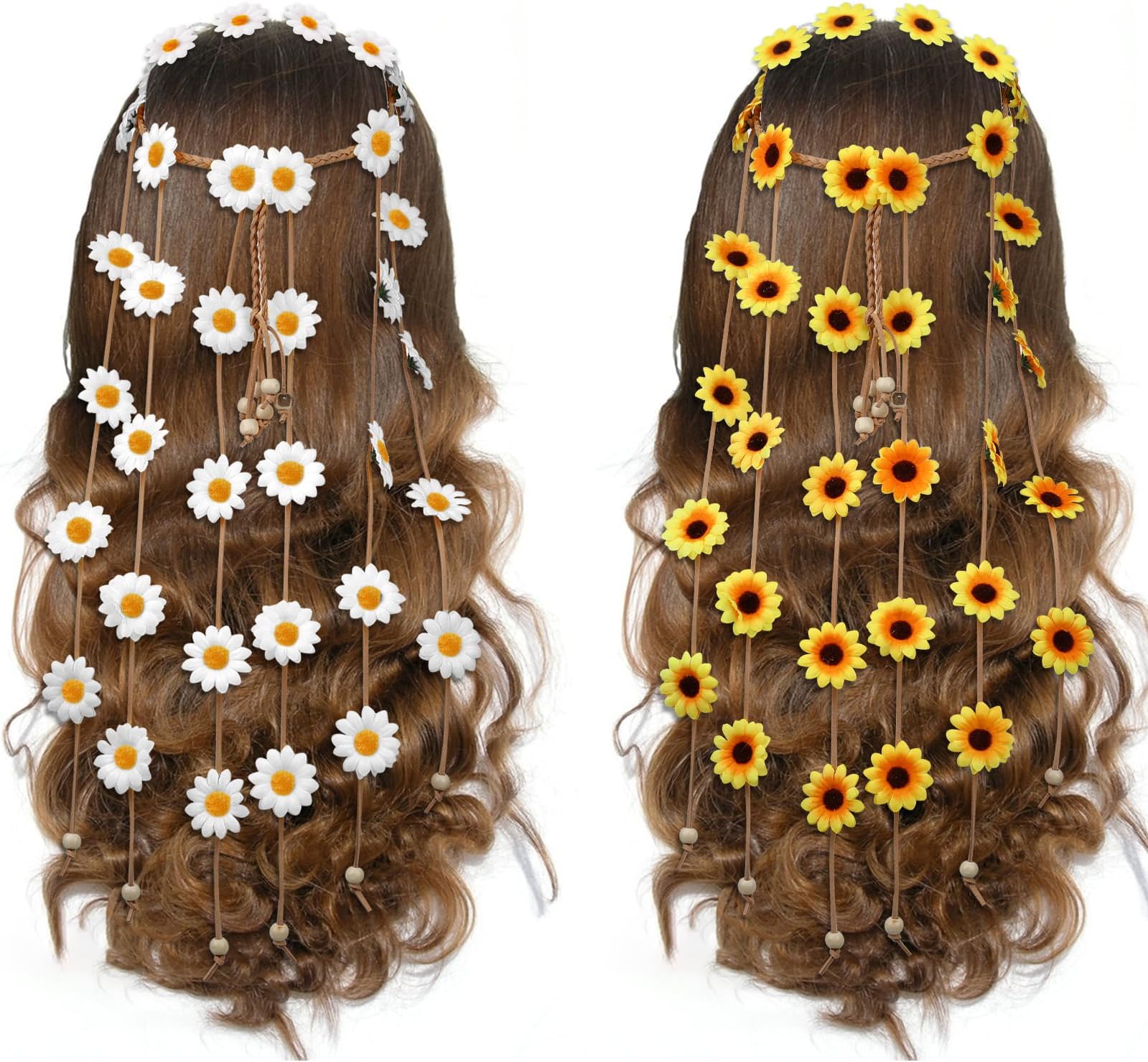 Amazon.com : WOVOWOVO 2 Packs Daisy Flower Crown Headbands For Women ...