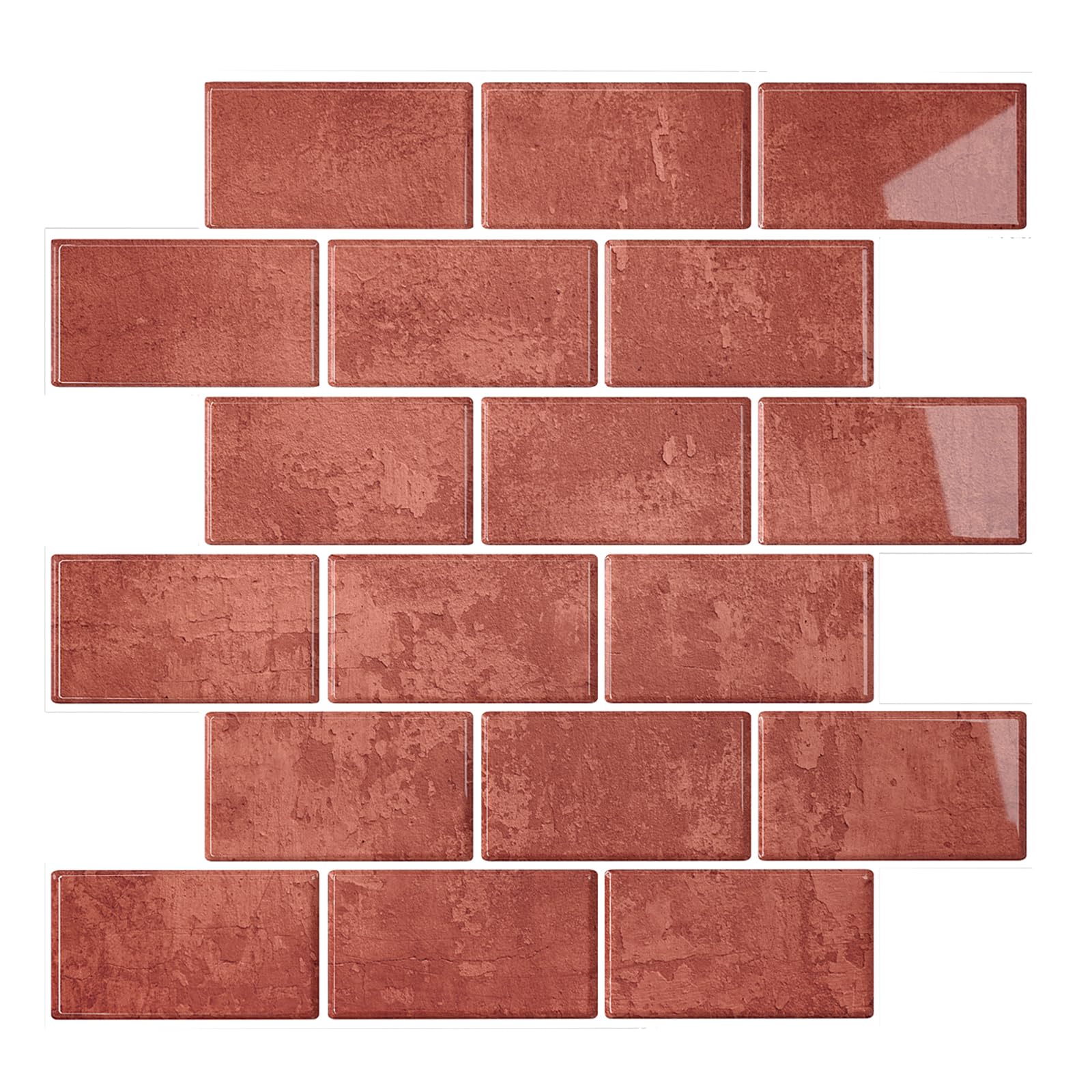 VEELIKE 12 Sheets Terracotta Subway Tile Peel and Stick Backsplash ...