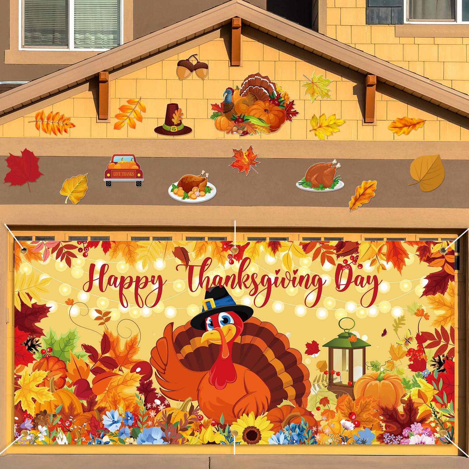 Amazon.com : 6 x 13ft Fall Thanksgiving Garage Door Decoration Banner ...