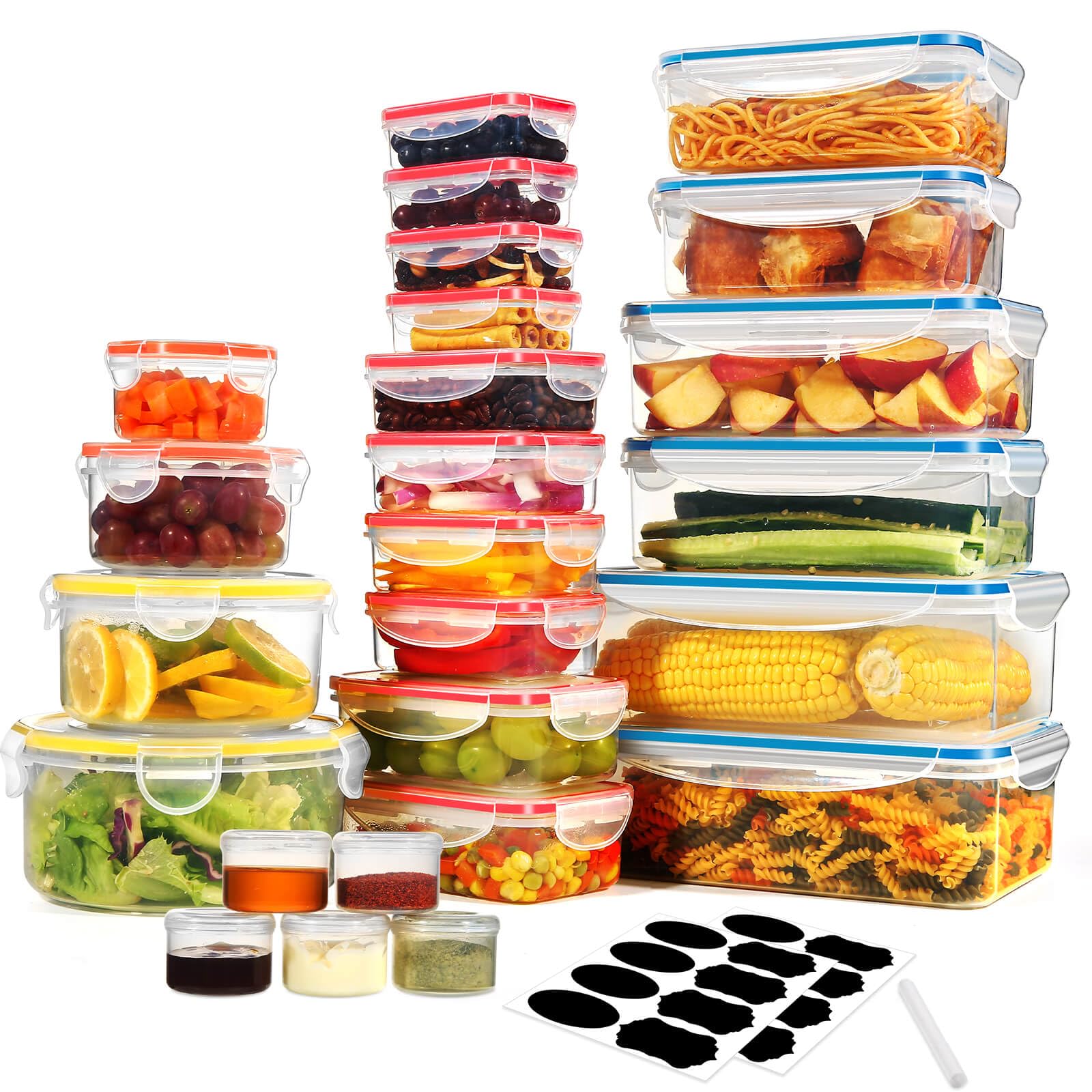 YASHE 50PCS Plastic Food Containers with Lids, Airtight Food Storage ...
