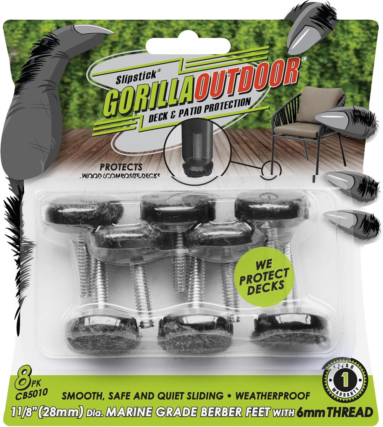 Slipstick Gorilla Outdoor Adjustable Furniture Levelers (8 Pack ...