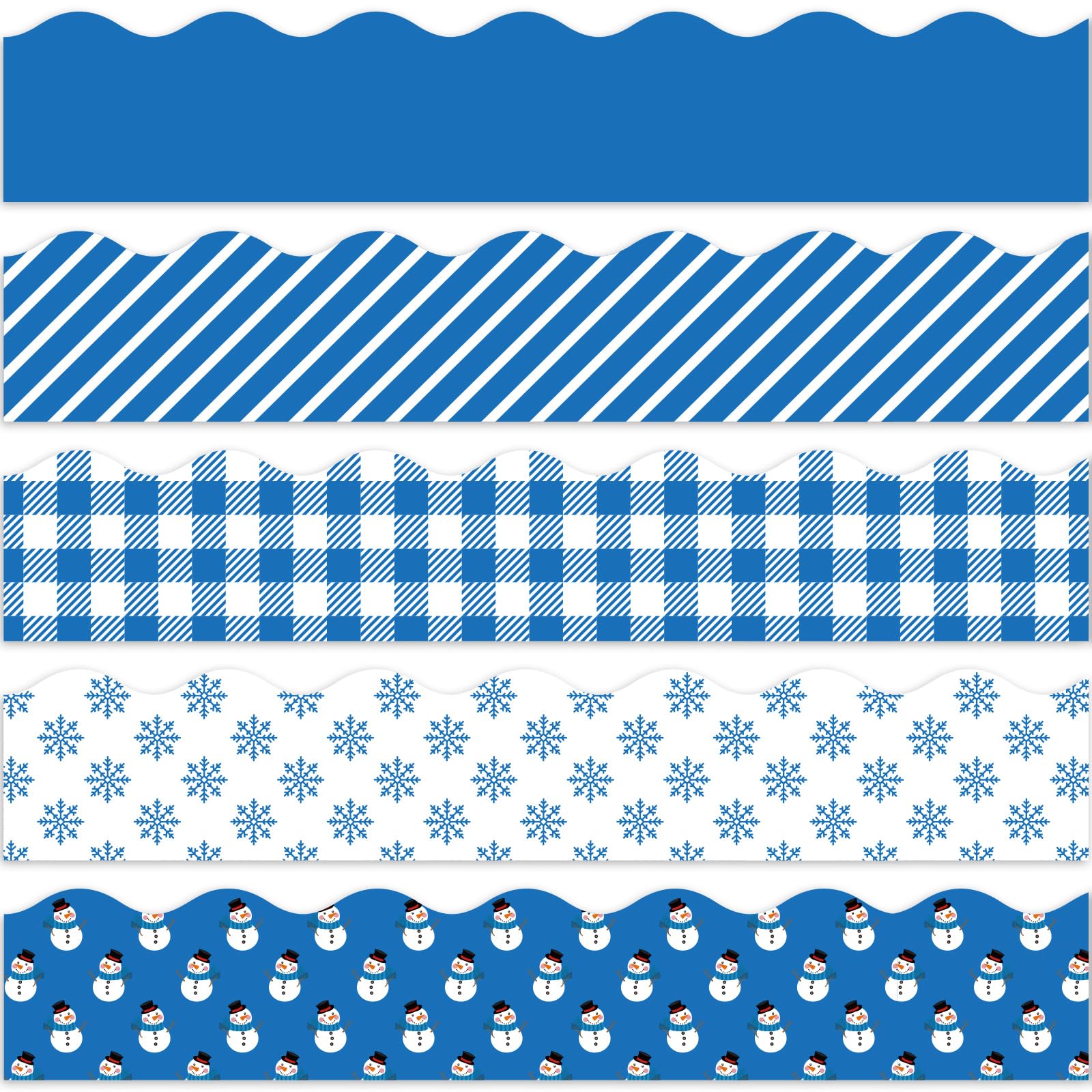 Amazon.com: Whaline 69Ft Winter Bulletin Board Borders Blue White ...