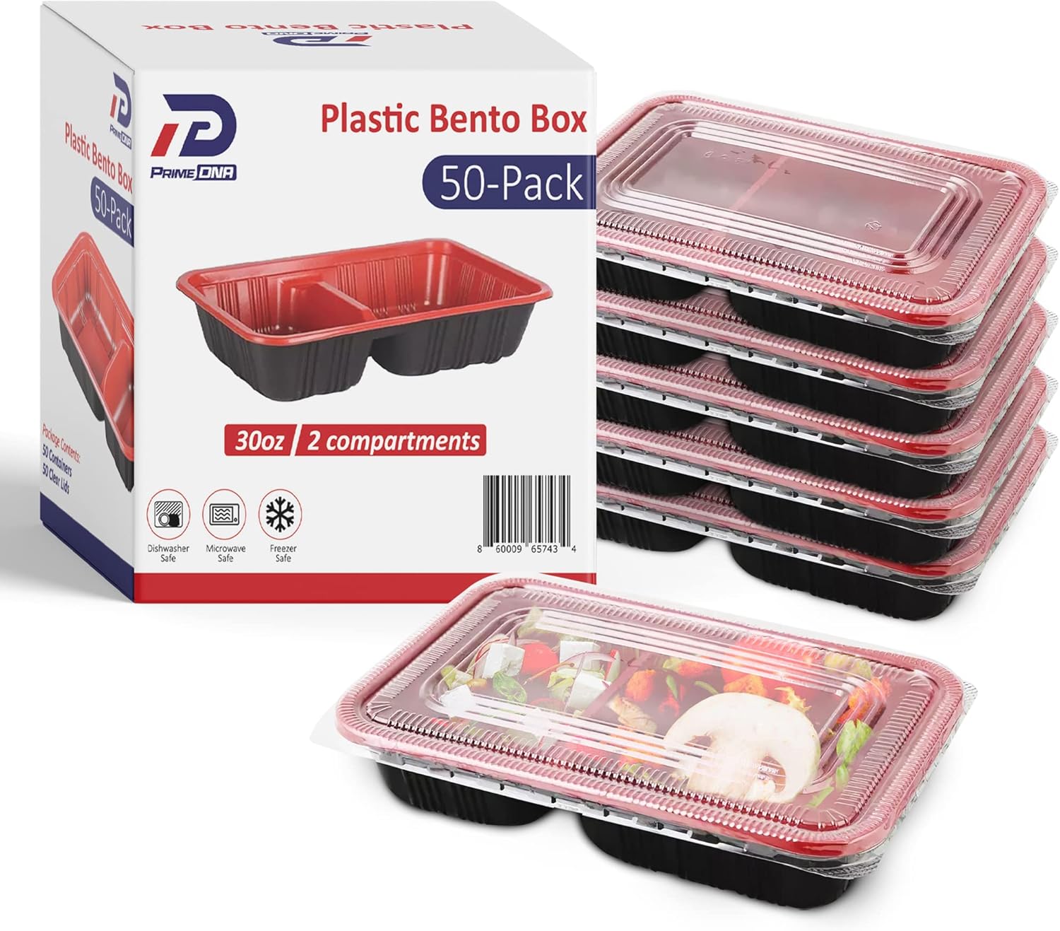 Amazon.com: Prime DNA 50-Pack Disposable Bento Box Blowout - 30oz 2 ...