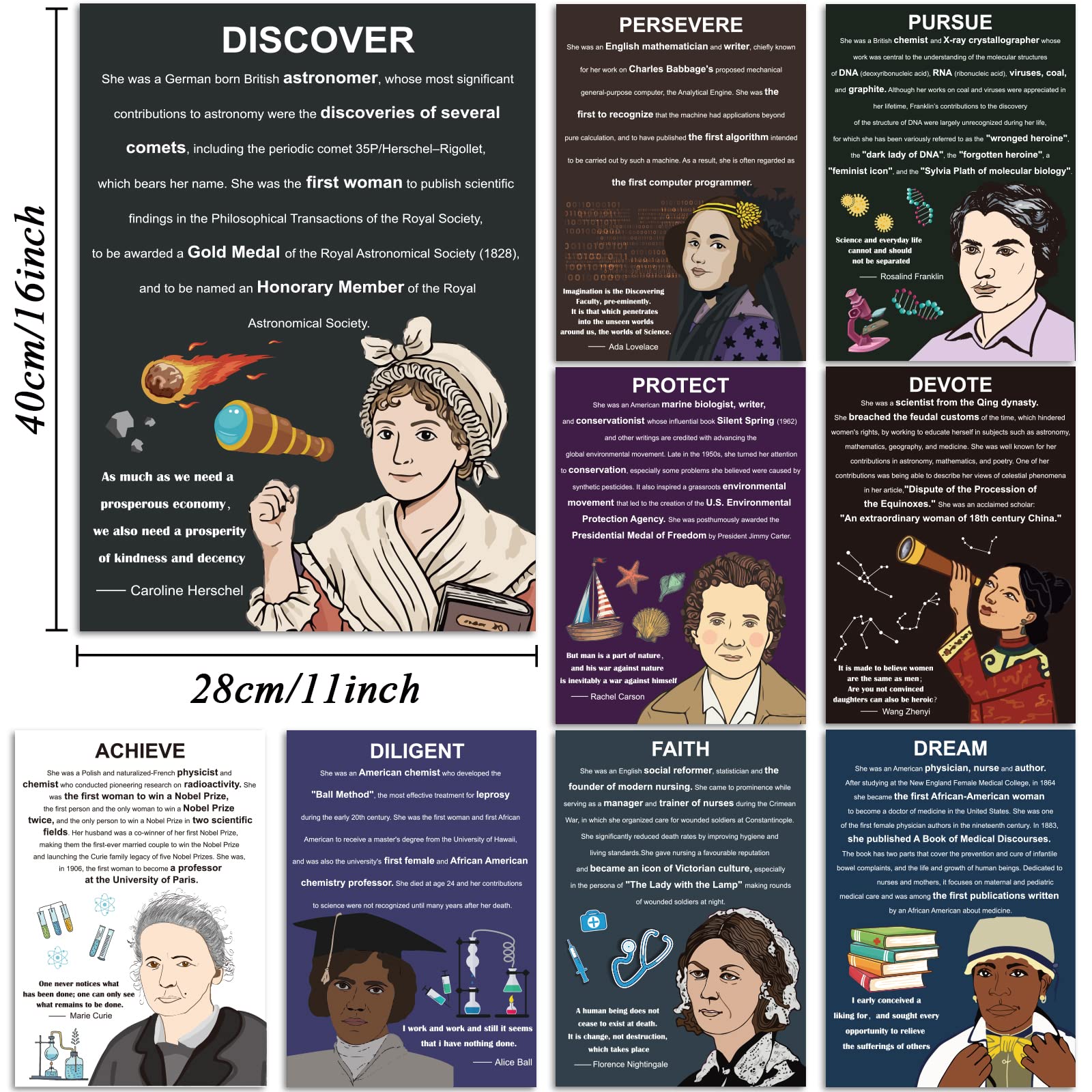 Snapklik.com : 9 Pieces Woman Scientists Posters Famous Woman ...