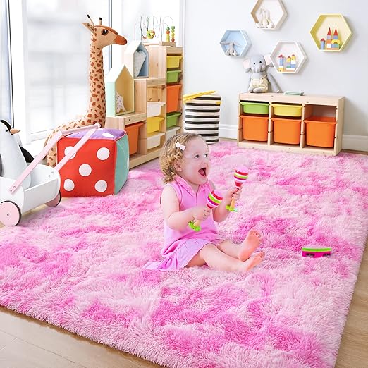 Amazon.com: Chicrug Cute Pink Area Rug for Girls Bedroom, 5x8 Feet ...