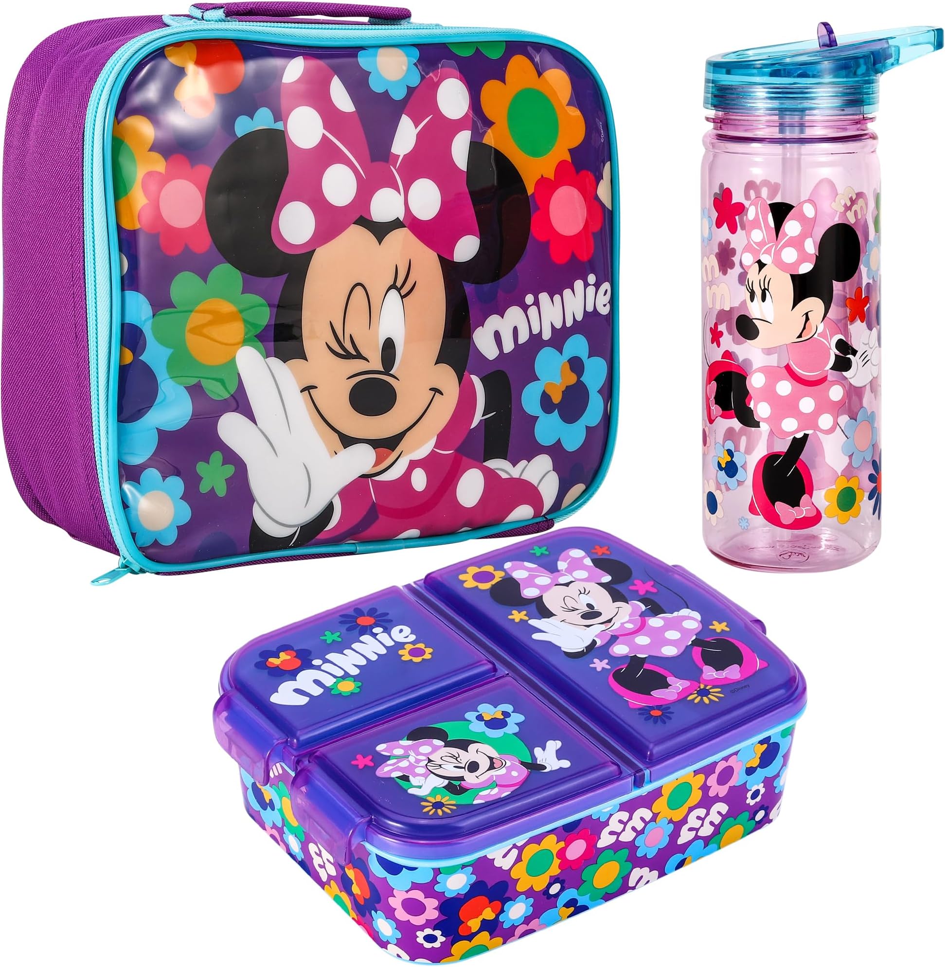 Minnie Mouse Lunch Box Set - Bundle of Disney Lunch Bag, Water Bottle ...