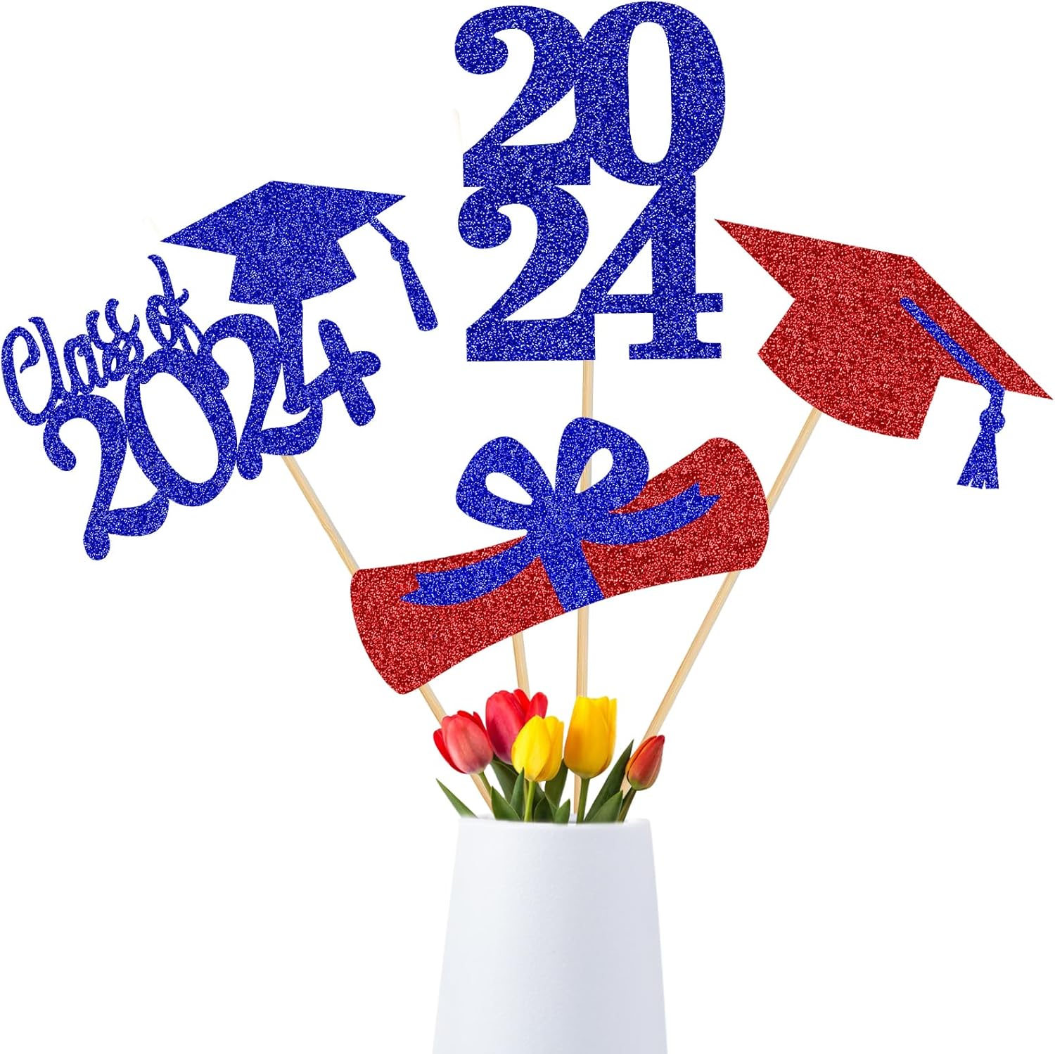 Amazon.com: Red and Blue 2024 Graduation Centerpiece Sticks Graduation ...