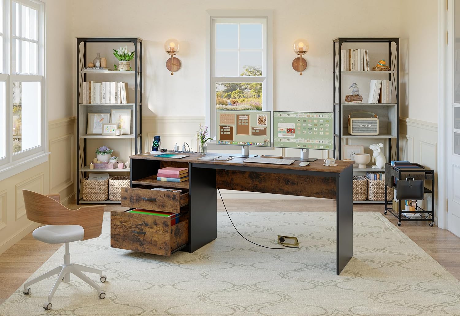 Amazon.com: Bestier 60 inch Home Office Desk with Power Outlets ...