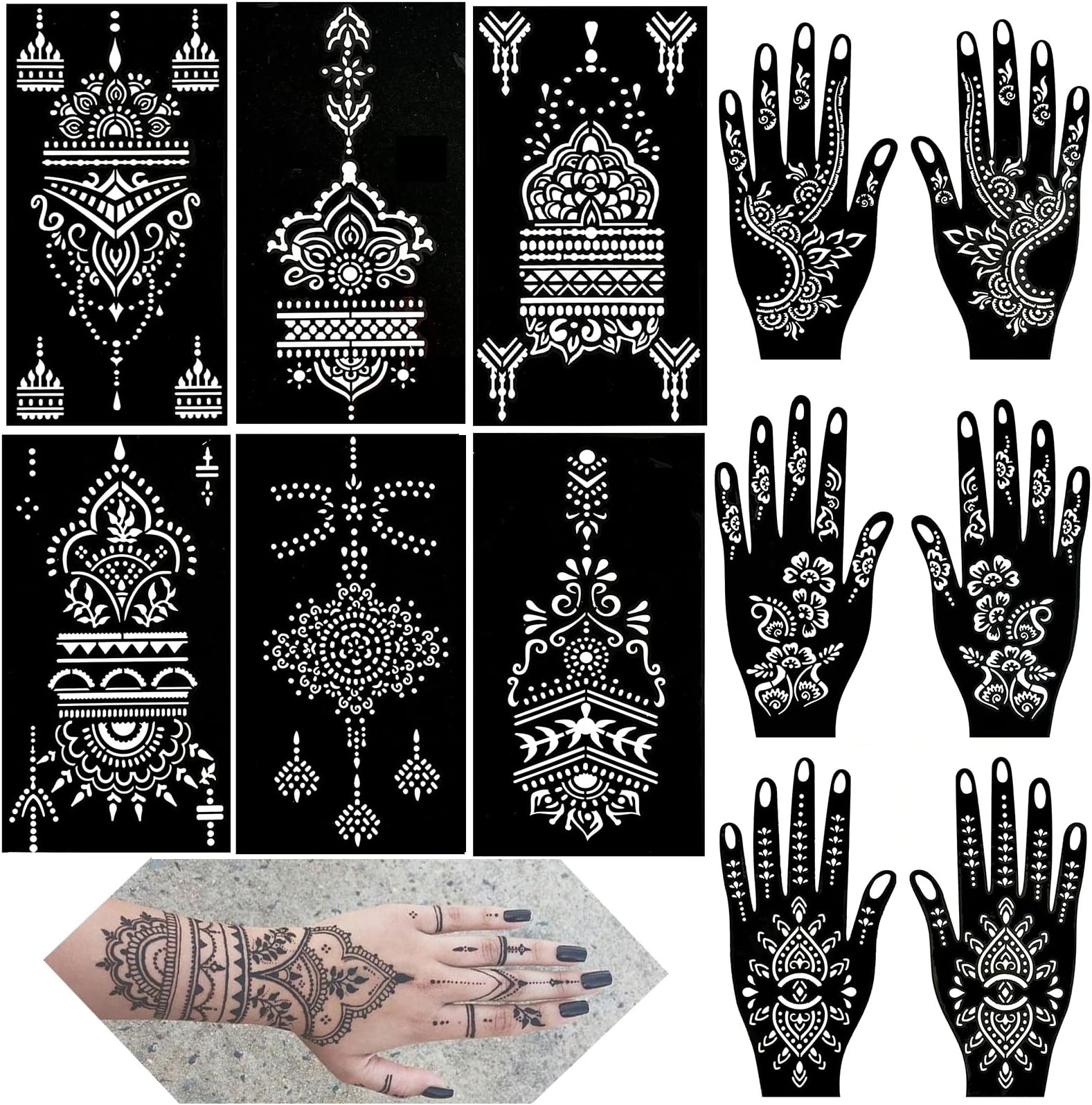 Amazon.com: Henna Tattoo Stencils Kit Reusable for Girls and Kids, 423 ...