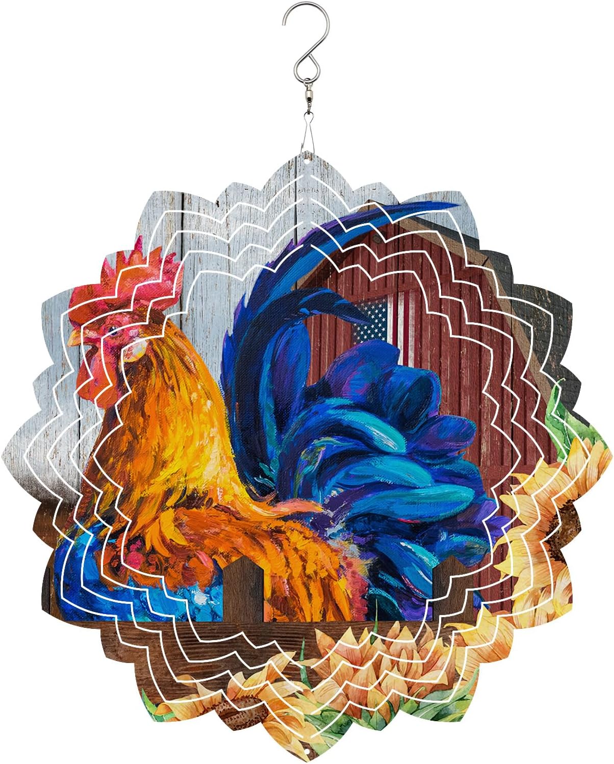 Amazon.com: Hanging Wind Spinners Outdoor Farm Barn Rooster with ...