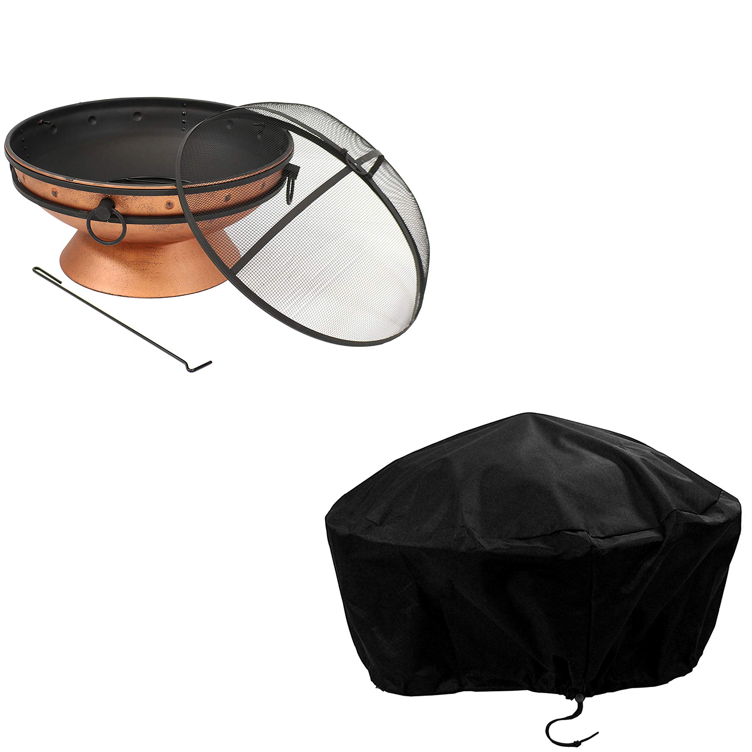 Sunnydaze 30-Inch Copper Finish Wood-Burning Outdoor Fire Pit Bowl with ...