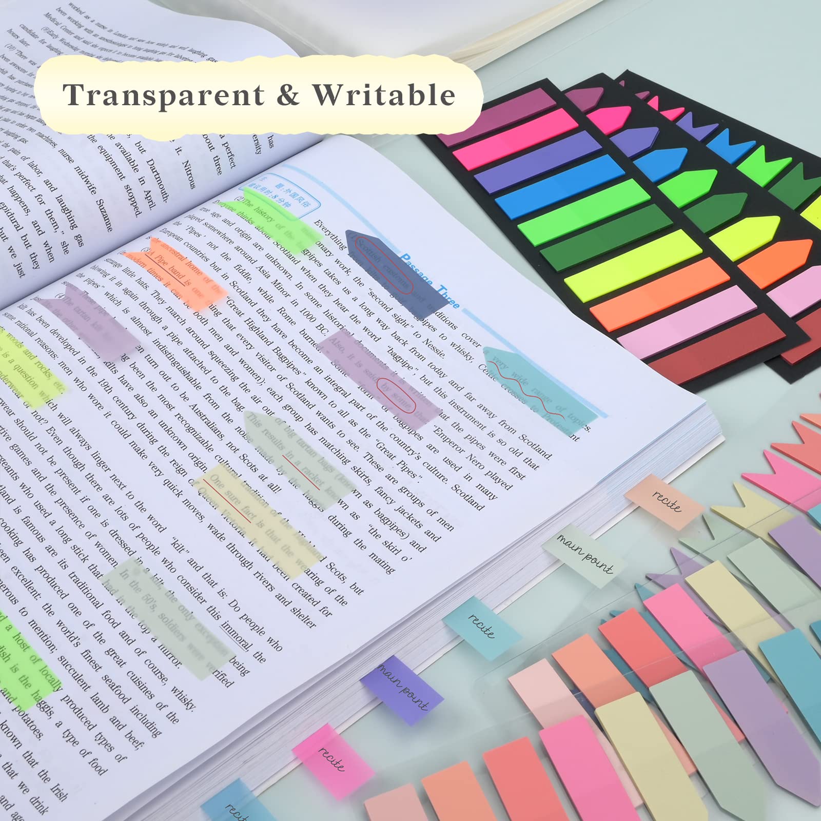 Snapklik.com : 1200 Pieces Transparent Sticky Index Tabs, Page Markers ...