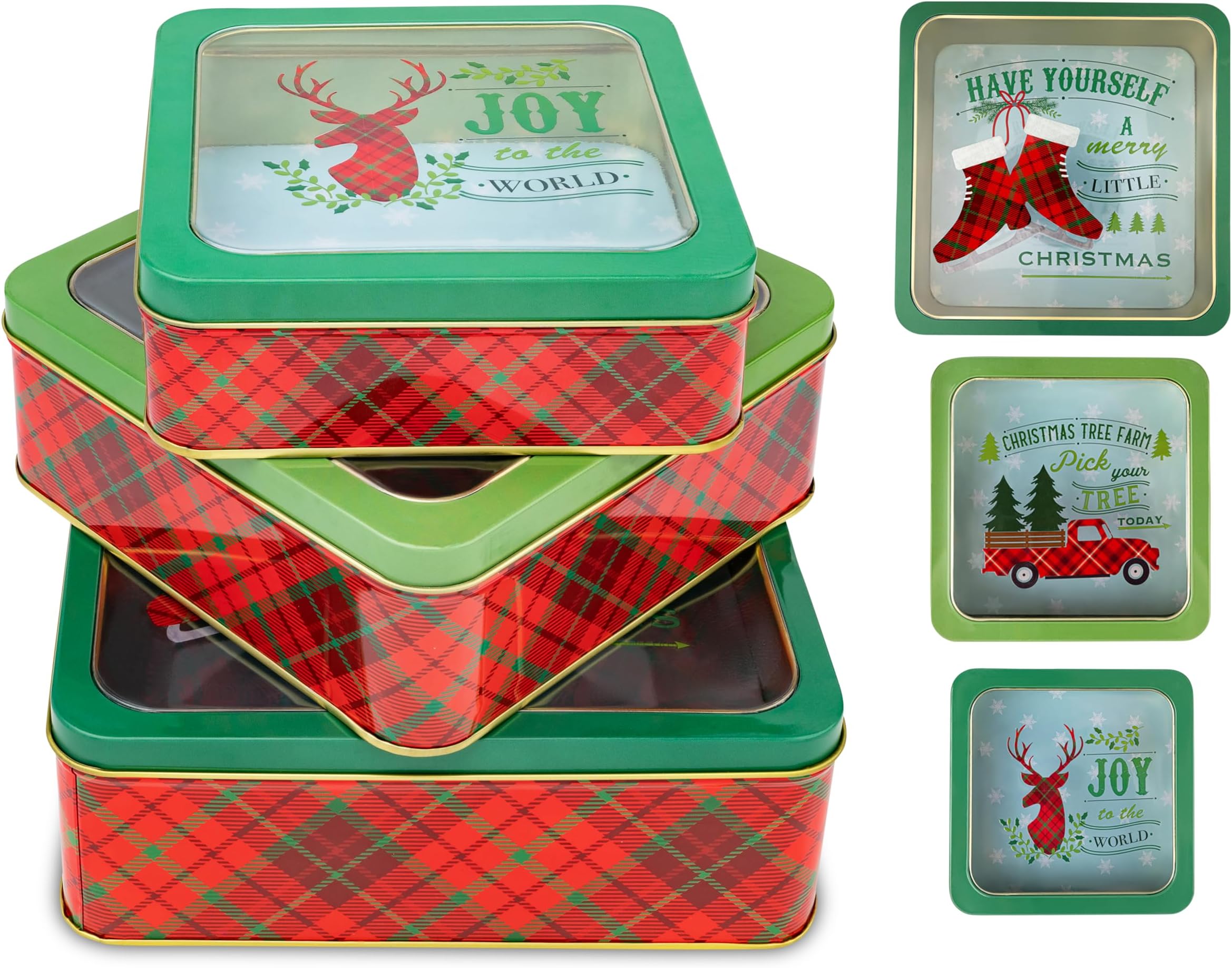Amazon.com - Gift Boutique Square Christmas Cookie Tins Nesting Boxes ...