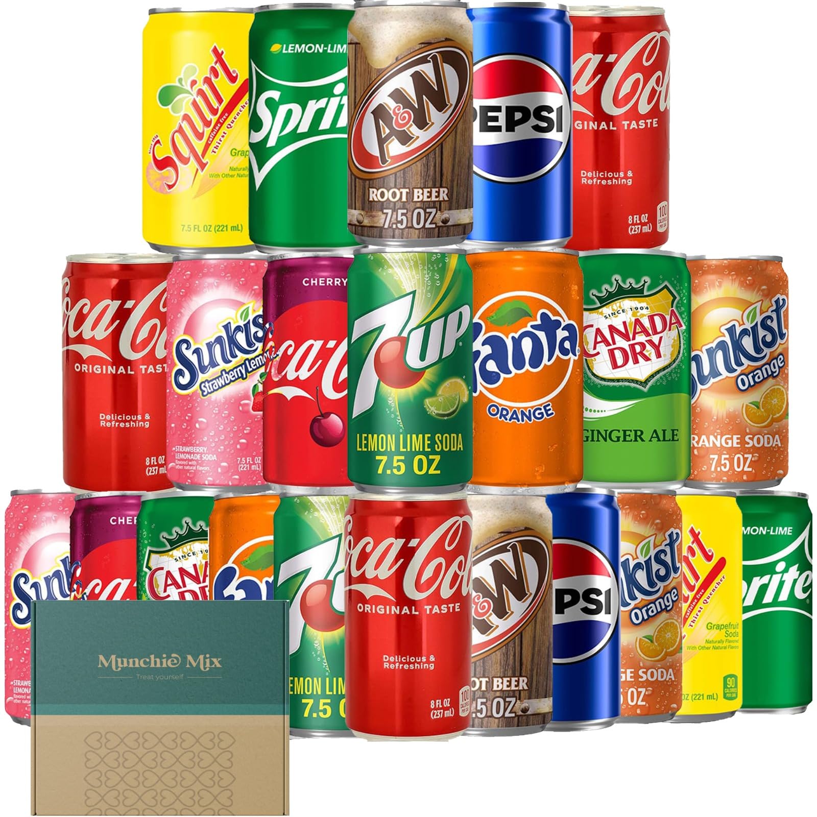 Amazon.com : MUNCHIE MIX (PACK OF 23) MINI SODA SAMPLER- MULTI FLAVORS ...