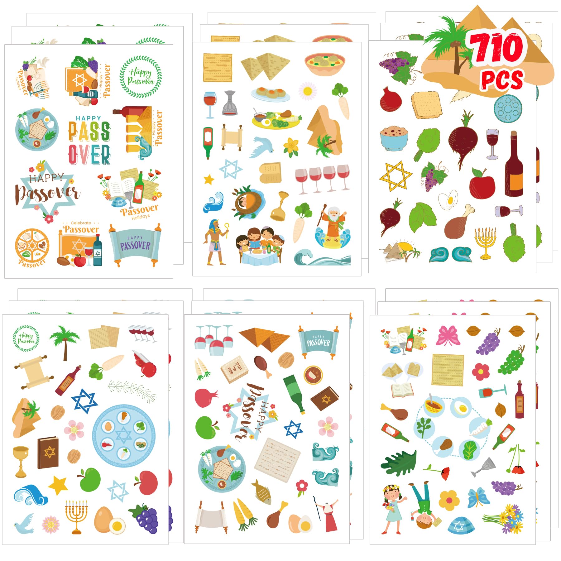 Snapklik.com : Passover Stickers For Kids Passover Games 710 PCS Labels Sticker Sheets Karpas ...