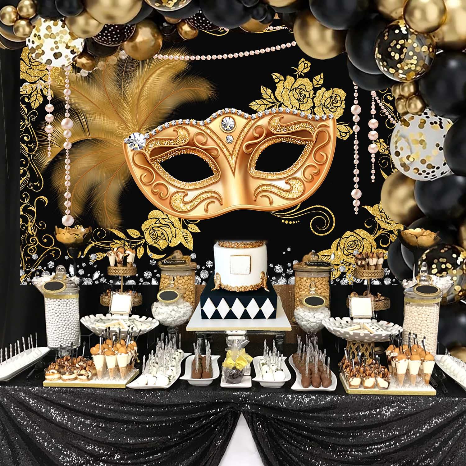 Black And Gold Masquerade Party