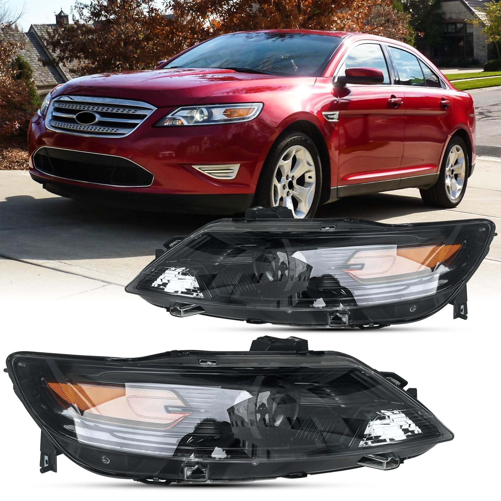 Amazon.com: 2PCS Headlights Assembly For 2010 2011 2012 Ford Taurus SE ...
