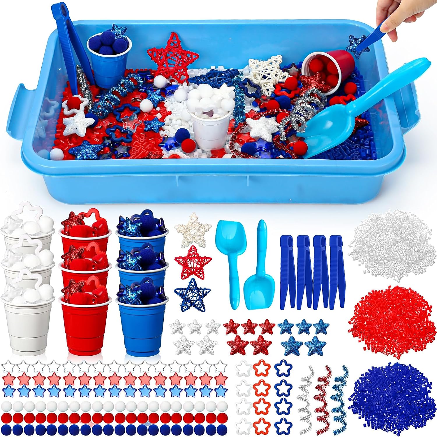 160 Pcs Independence Day Sensory Bin Filler Fine Motor Toys Counting ...
