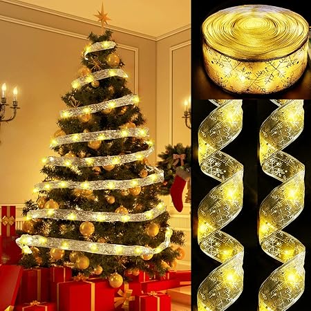 Amazon.com: 4 Pcs Christmas Ribbon Lights 78.7ft 240 LED Lights ...