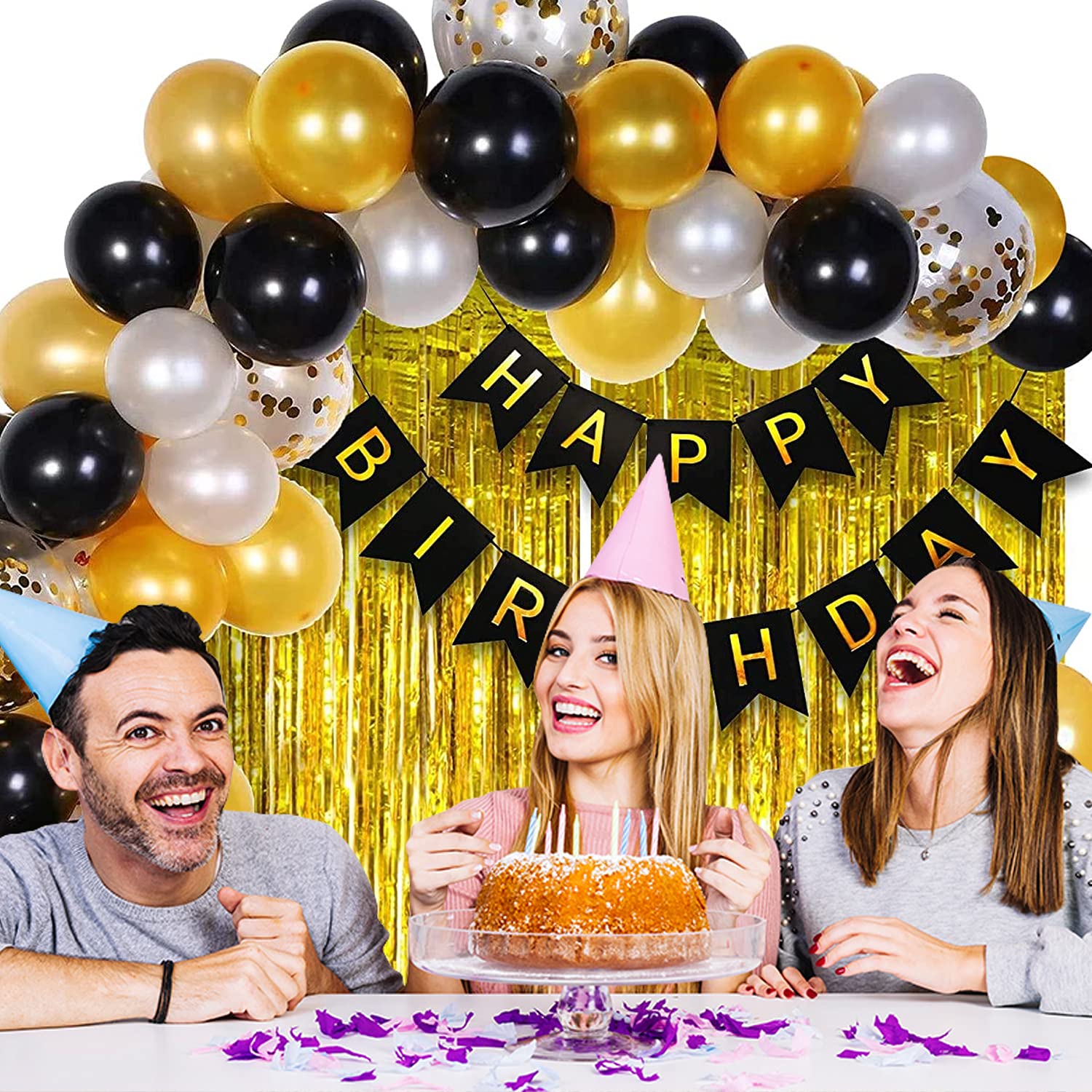 Party Propz Happy Birthday Decoration Kit Combo - 42pcs Metallic Rubber ...