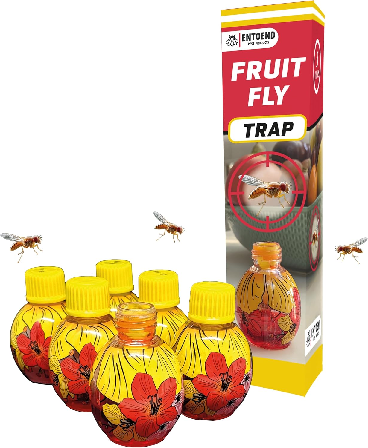 Entoend Fruit Fly Trap - 6 Traps, 4 Month Supply | Highly Effective ...