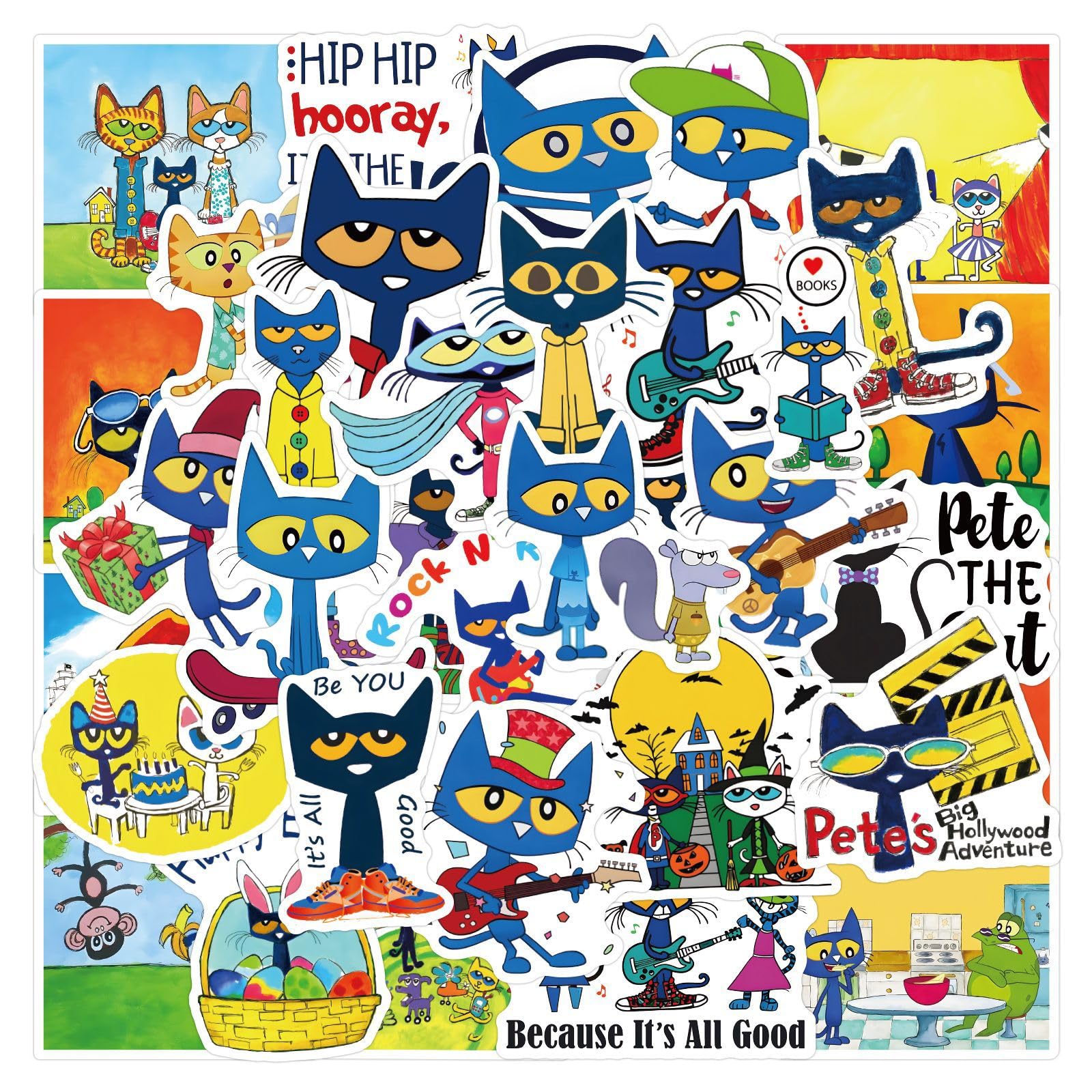 Amazon.com: 54pcs Lnteresting Cartoon Pete Stickers Cute Cat Stickers ...