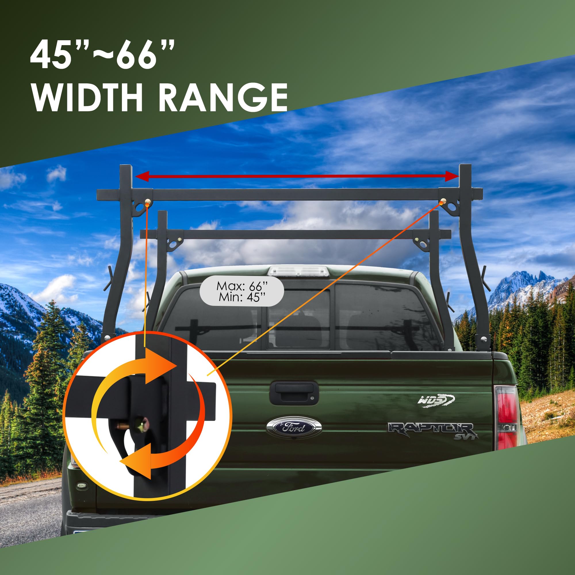 Snapklik.com : Steel Truck Ladder Rack, 1000lbs Loading Capacity ...