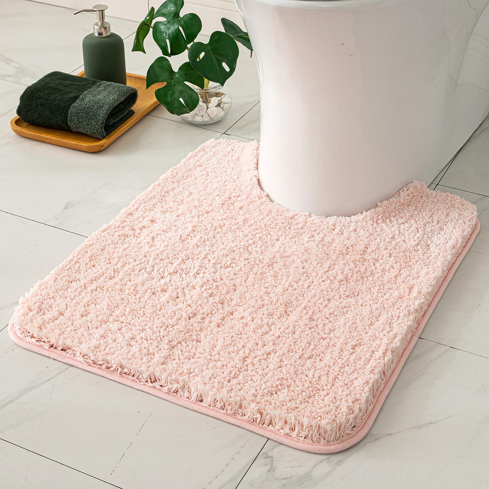 Amazon.com: MIULEE Pink Toilet Rug U Shaped for Bathroom - Soft and ...