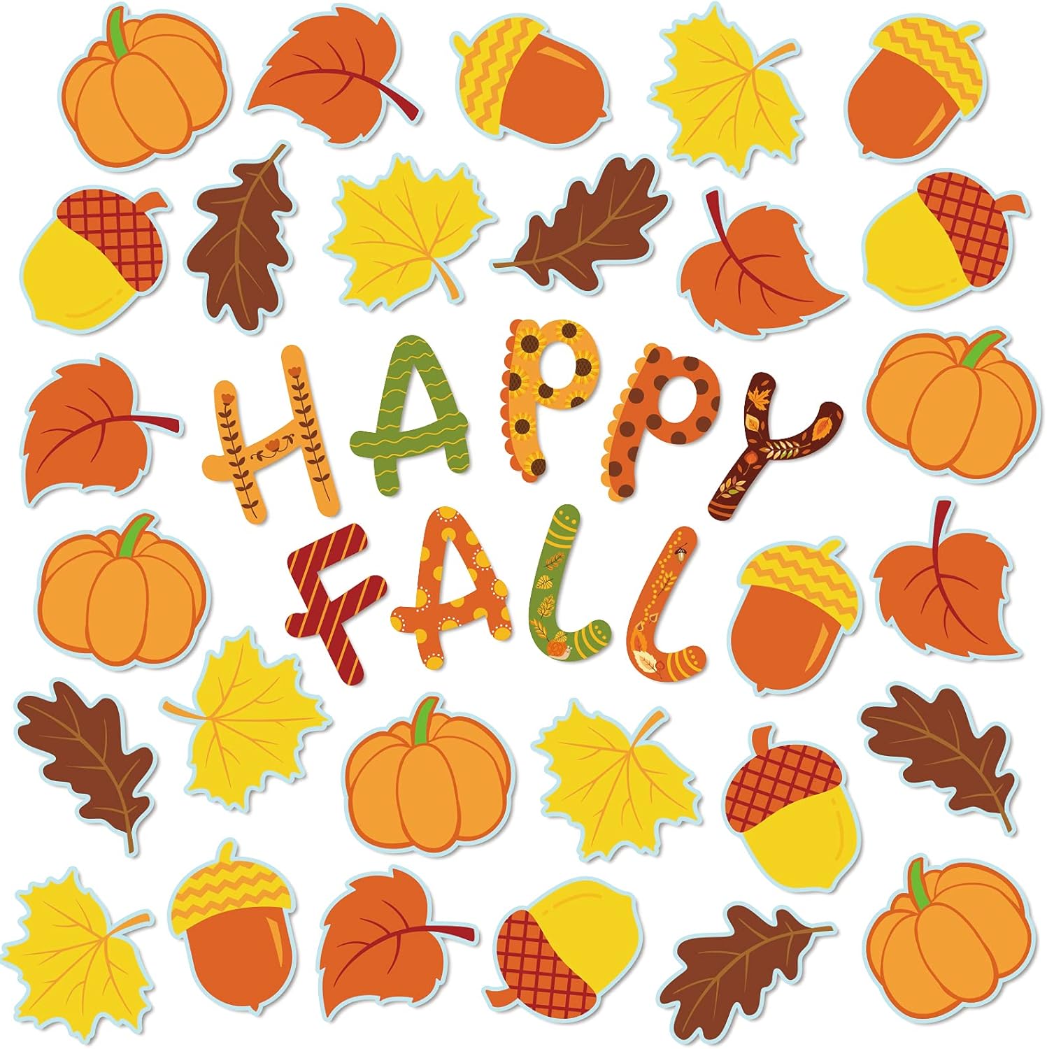 Amazon.com: Whaline Happy Fall Cut-Outs Fall Bulletin Board Decorations ...