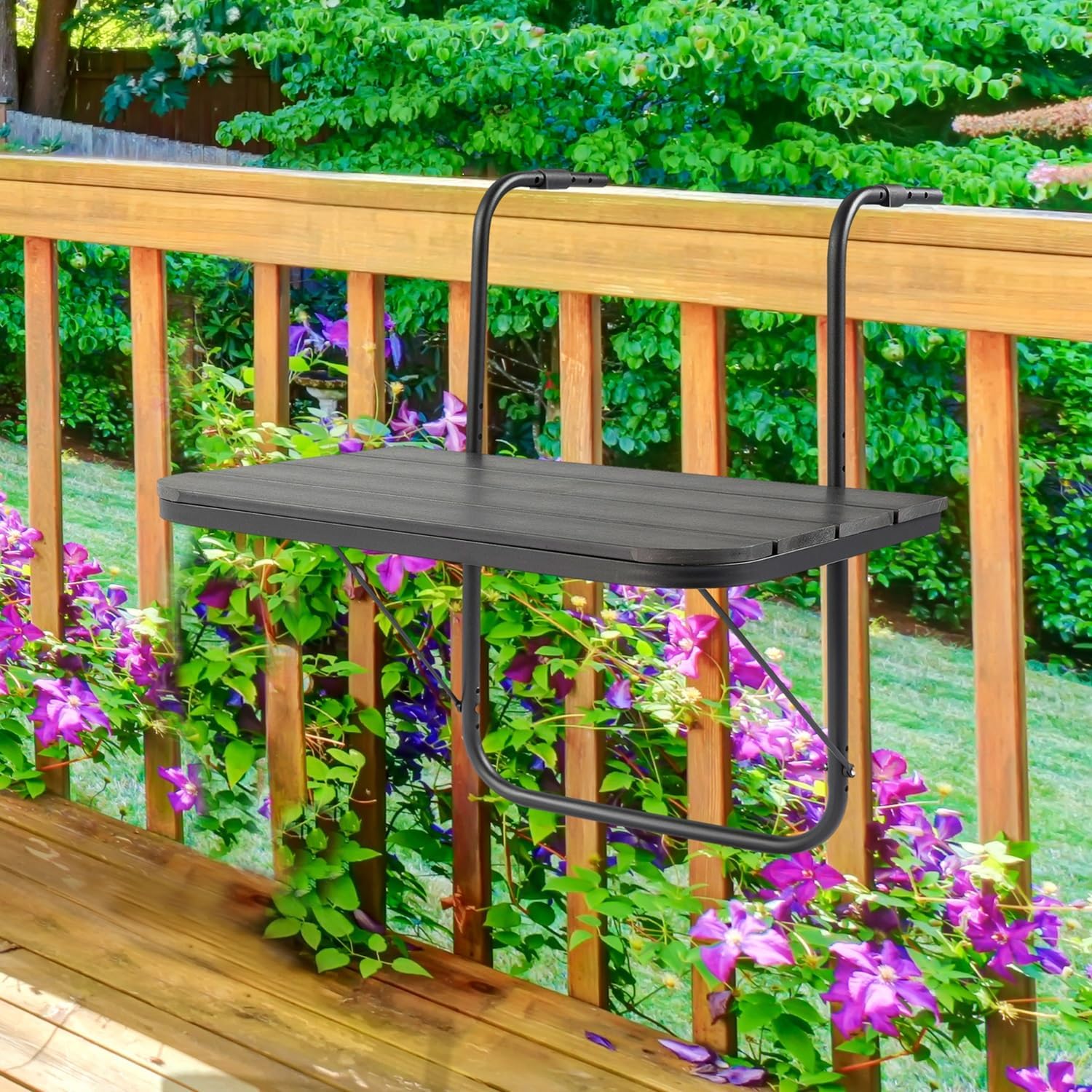 Balcony Railing Table Hanging Folding Deck Railing Table Outdoor ...