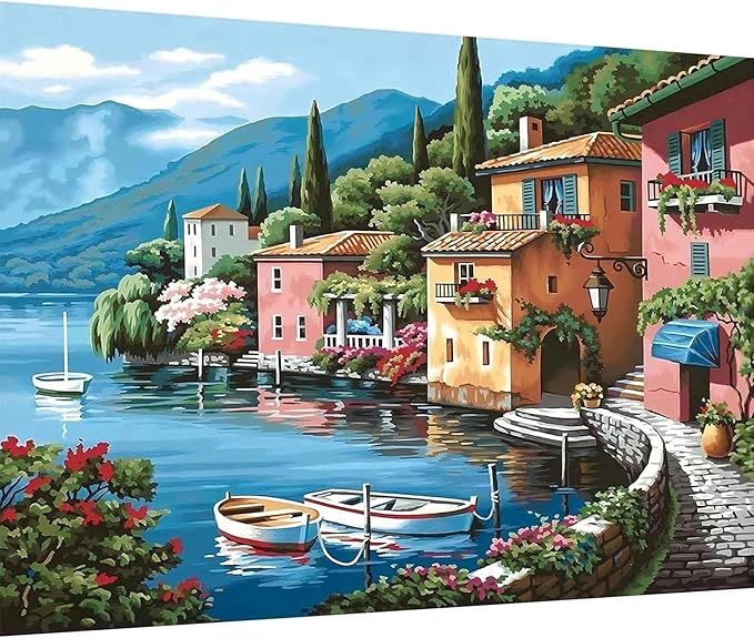 YALKIN Paint by Numbers for Adults Kits, Landscpae Sea View Painting by ...