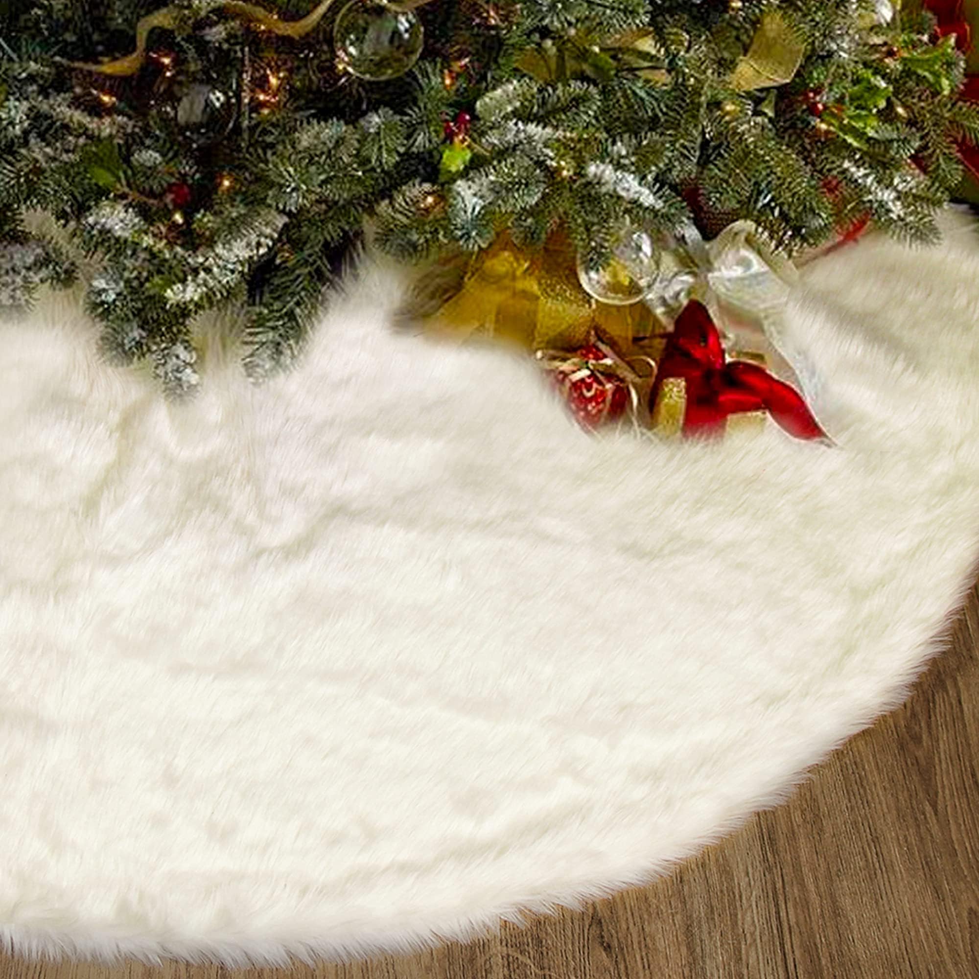 Amazon.com: Juegoal 48 Inch Luxury Christmas Tree Skirt Faux Fur Soft ...
