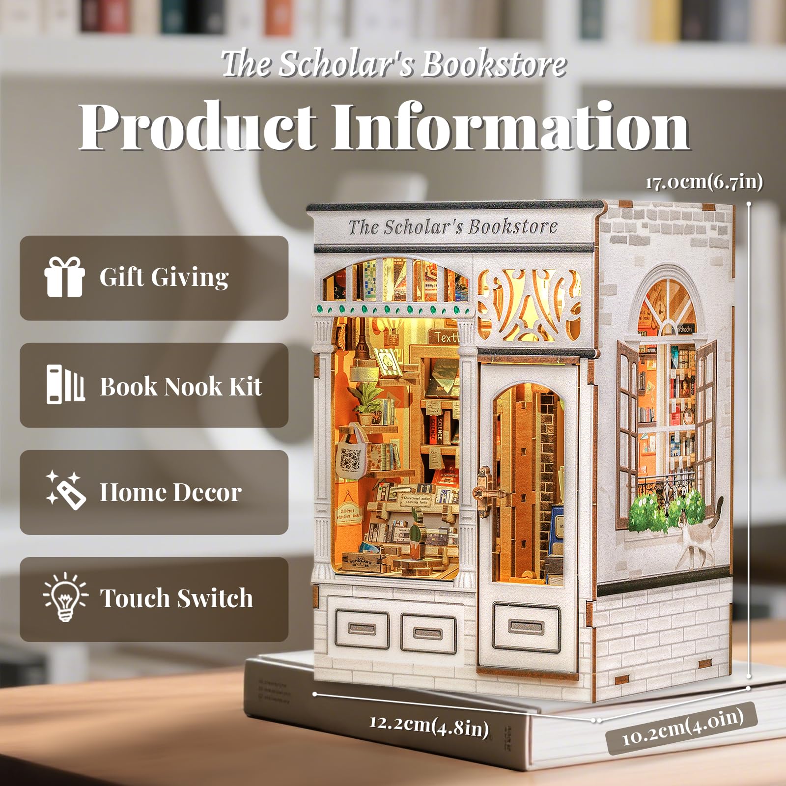 Craft Kit DIY Book Nook Kit - Scholar's Bookstore Miniature Dollhouse ...