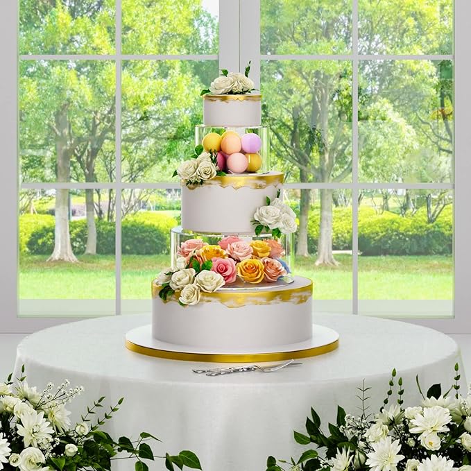 Amazon.com: 2 Acrylic Fillable Cake Stand Cake Riser Cake Tier, Round ...