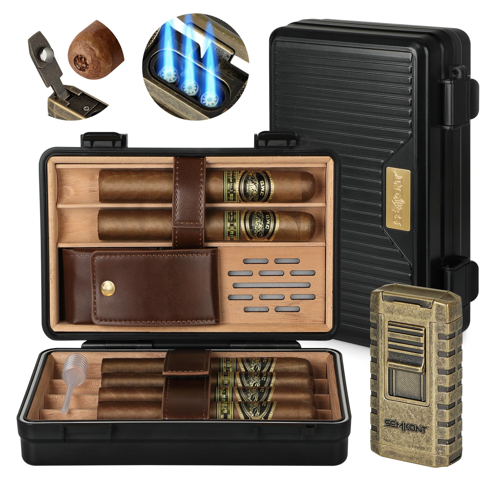 Amazon.com: SEMKONT Travel Cigar Humidor,Portable Cedar Wood Lined ...
