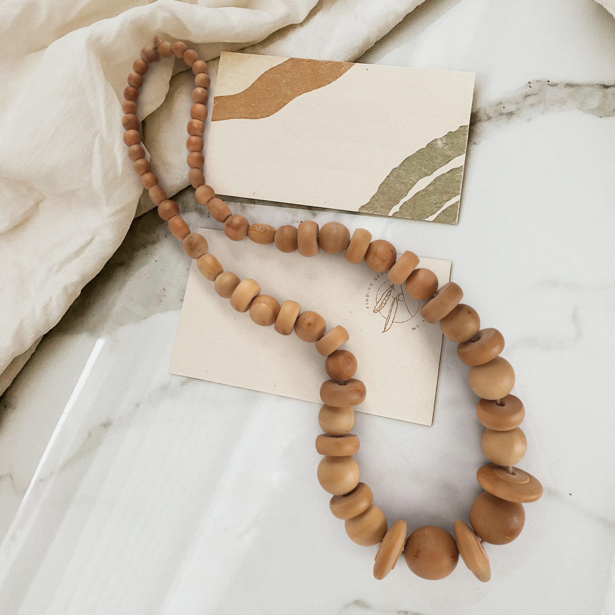 Amazon.com: 2pcs Carved Floral Tassels with Farmhouse Wood Beads ...