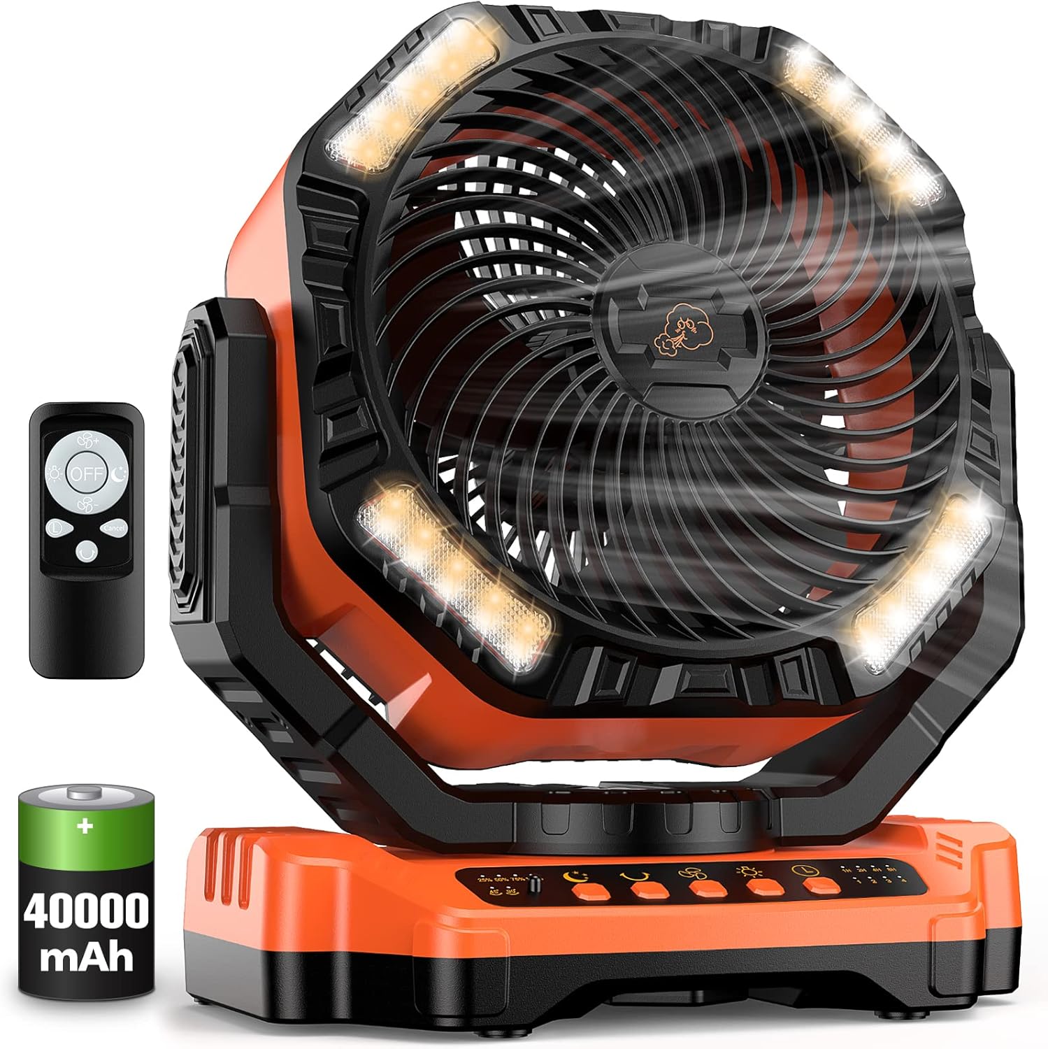 Amazon.com: Zmirne Large Battery Operated Camping Floor Fan, 40000mAh ...