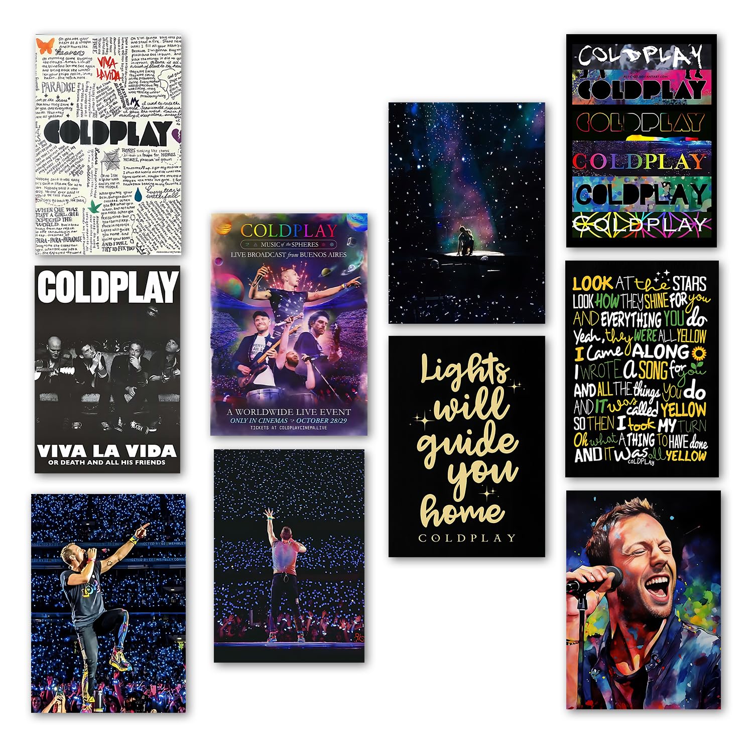 Wallgasm Coldplay Poster Set of 10, 8x12 inch (A4 Size) 300 GSM ...