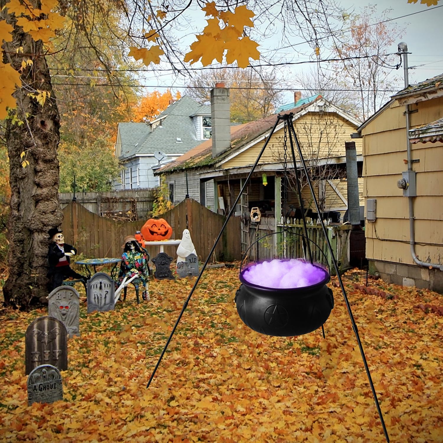 Amazon.com : Halloween Decorations Outdoor Large Witch Cauldron, Black Plastic Bowl Decor on ...