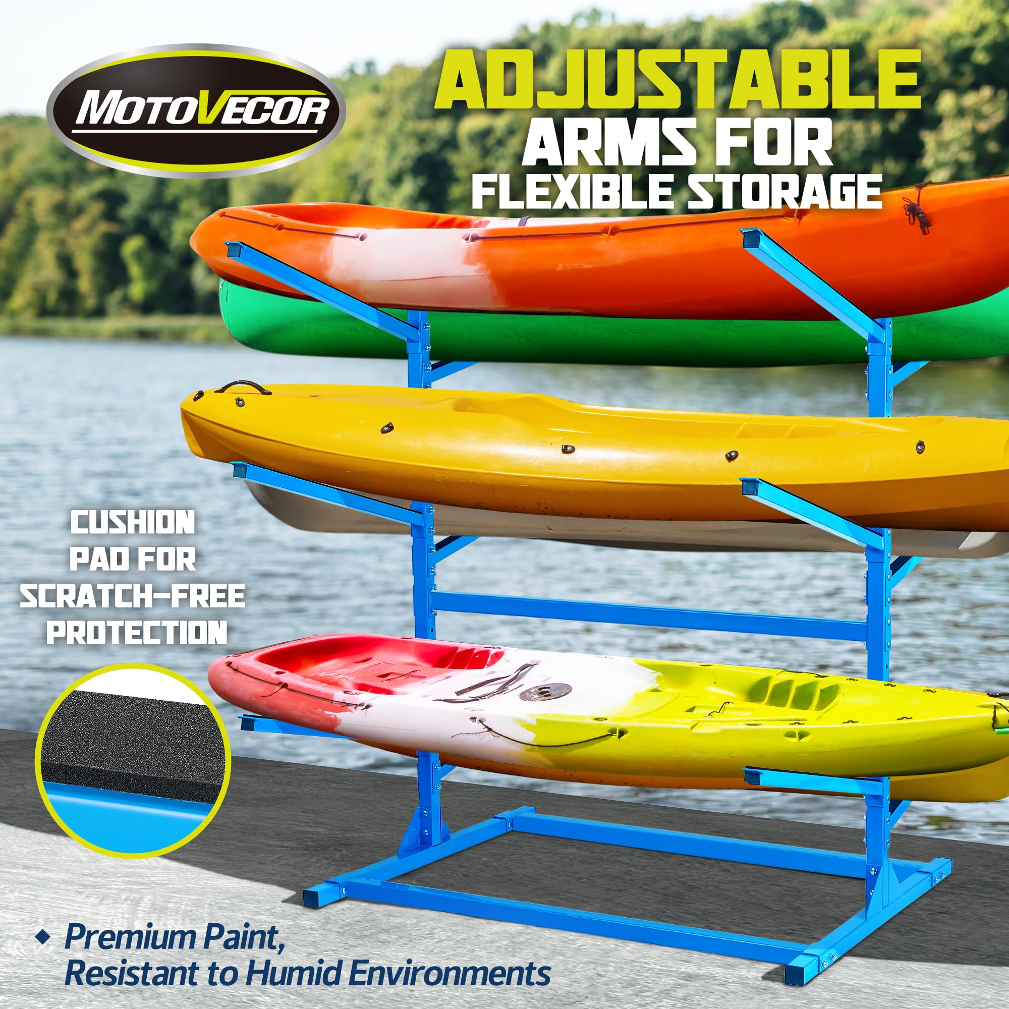 Snapklik.com : Freestanding Kayak Storage Rack 3 Levels, Adjustable ...