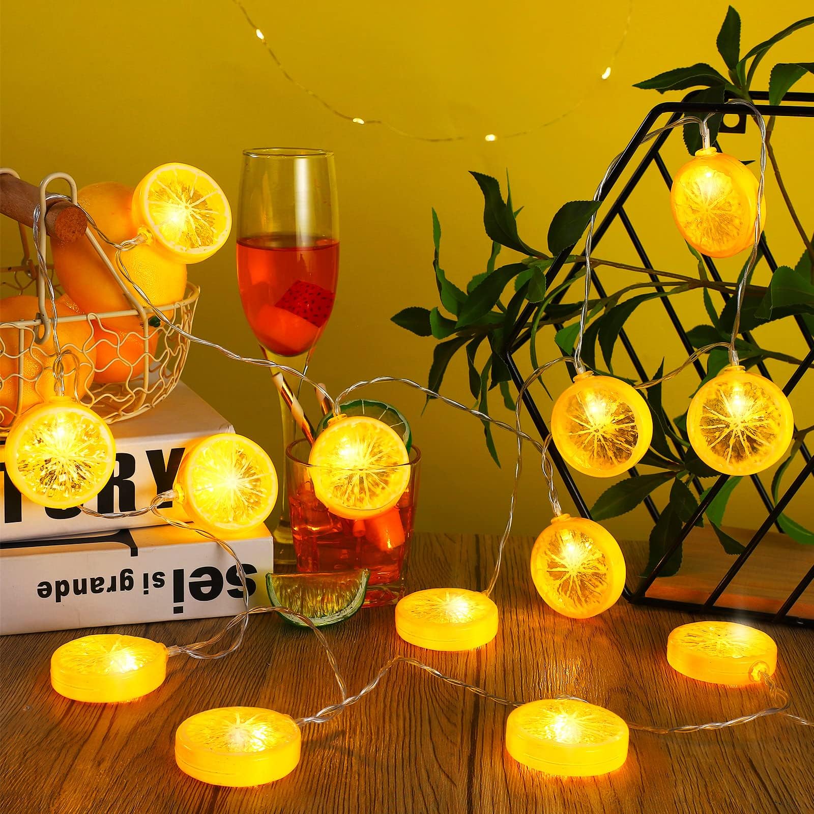 Amazon.com: Zhanmai 2 Pcs Lemon Decor String Lights Lemon Hanging Fairy ...